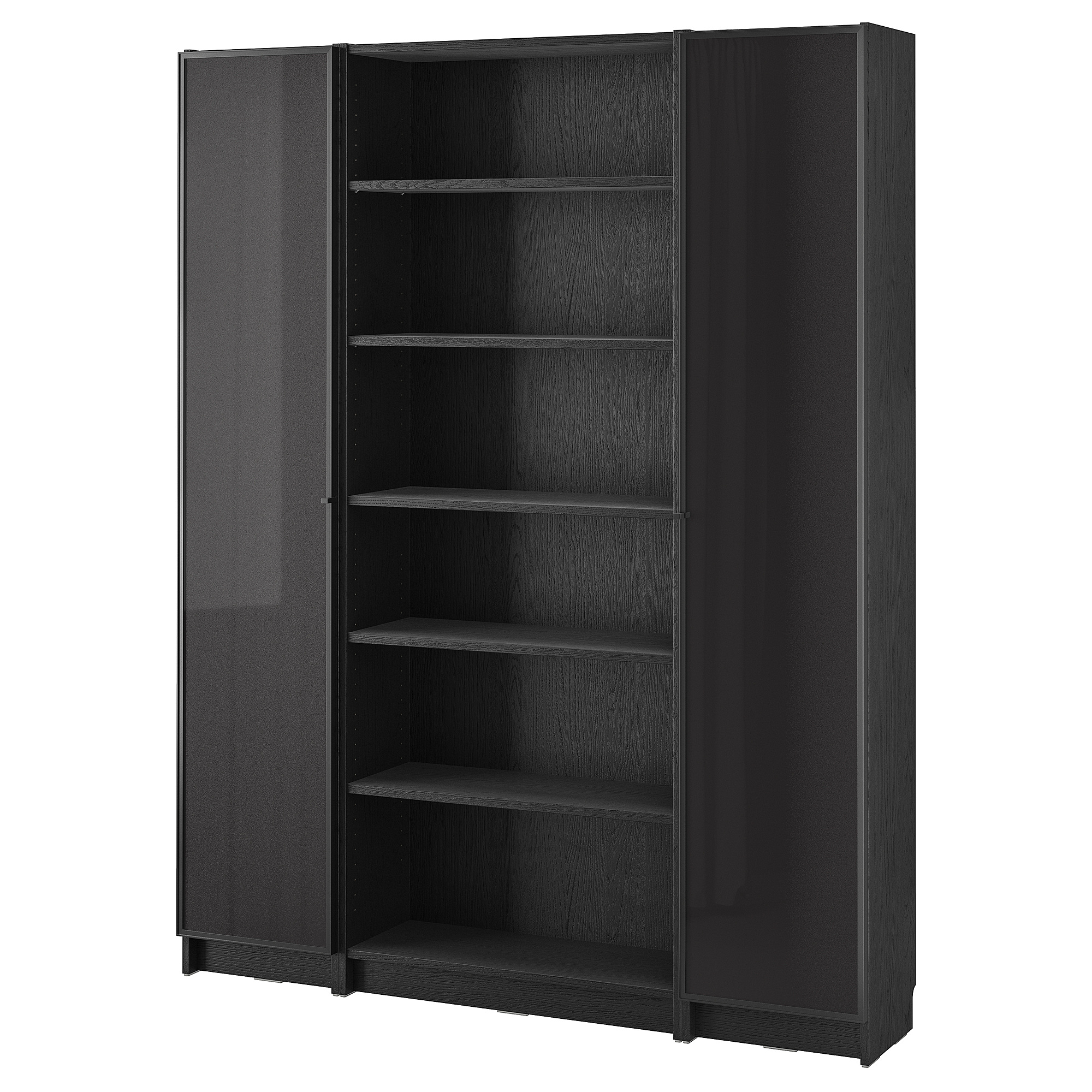 BILLY/HÖGBO bookcase combination w glass doors black oak effect 160x202 ...