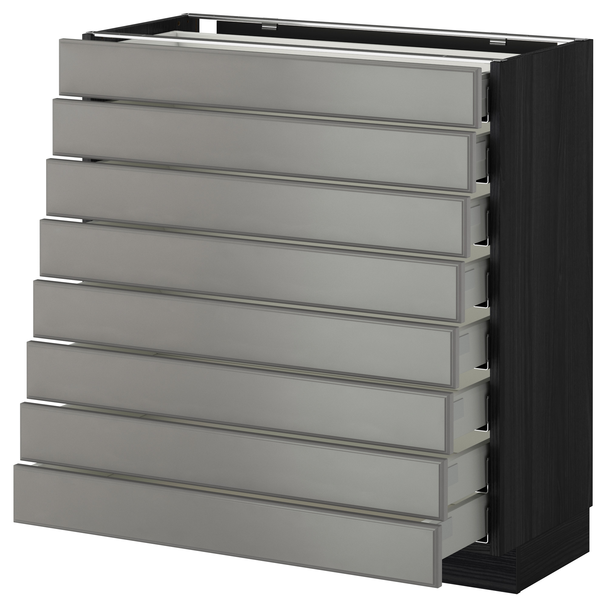 METOD/MAXIMERA p. spint., 8 pr., 8 ž. stalčiai juoda/Bodbyn pilka 80x37 ...