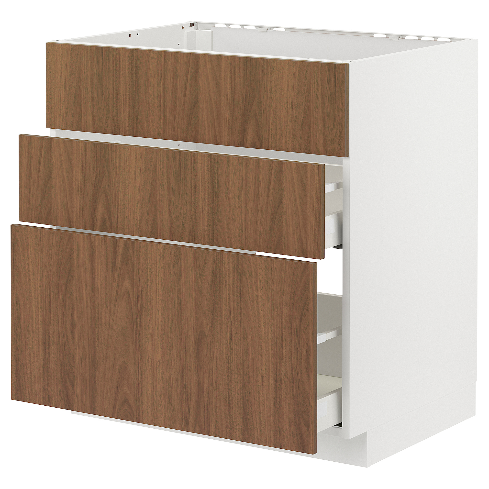 METOD/MAXIMERA base cab f sink+3 fronts/2 drawers white/Tistorp brown ...