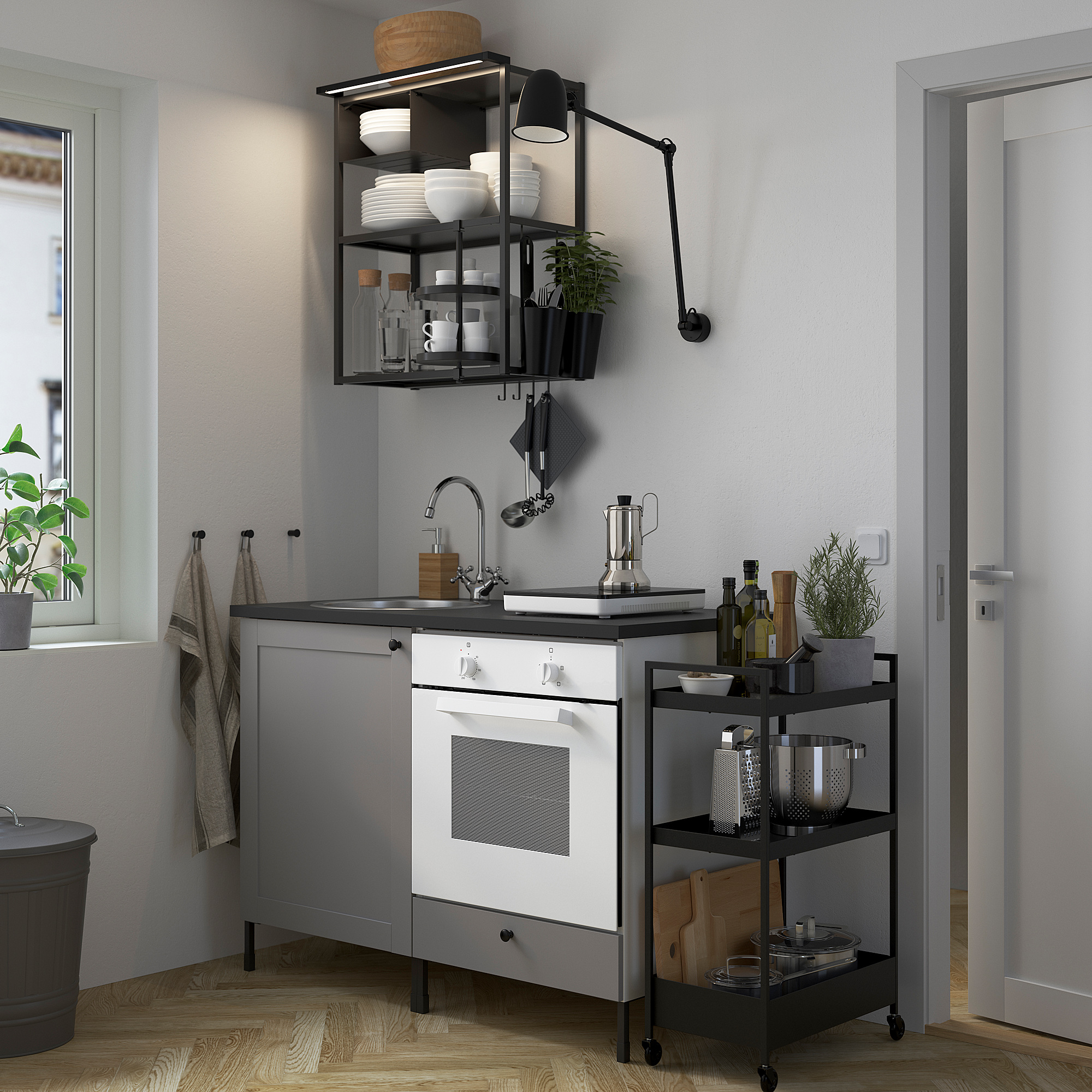 ENHET kitchen anthracite/grey frame 123x63.5x222 cm | IKEA Eesti
