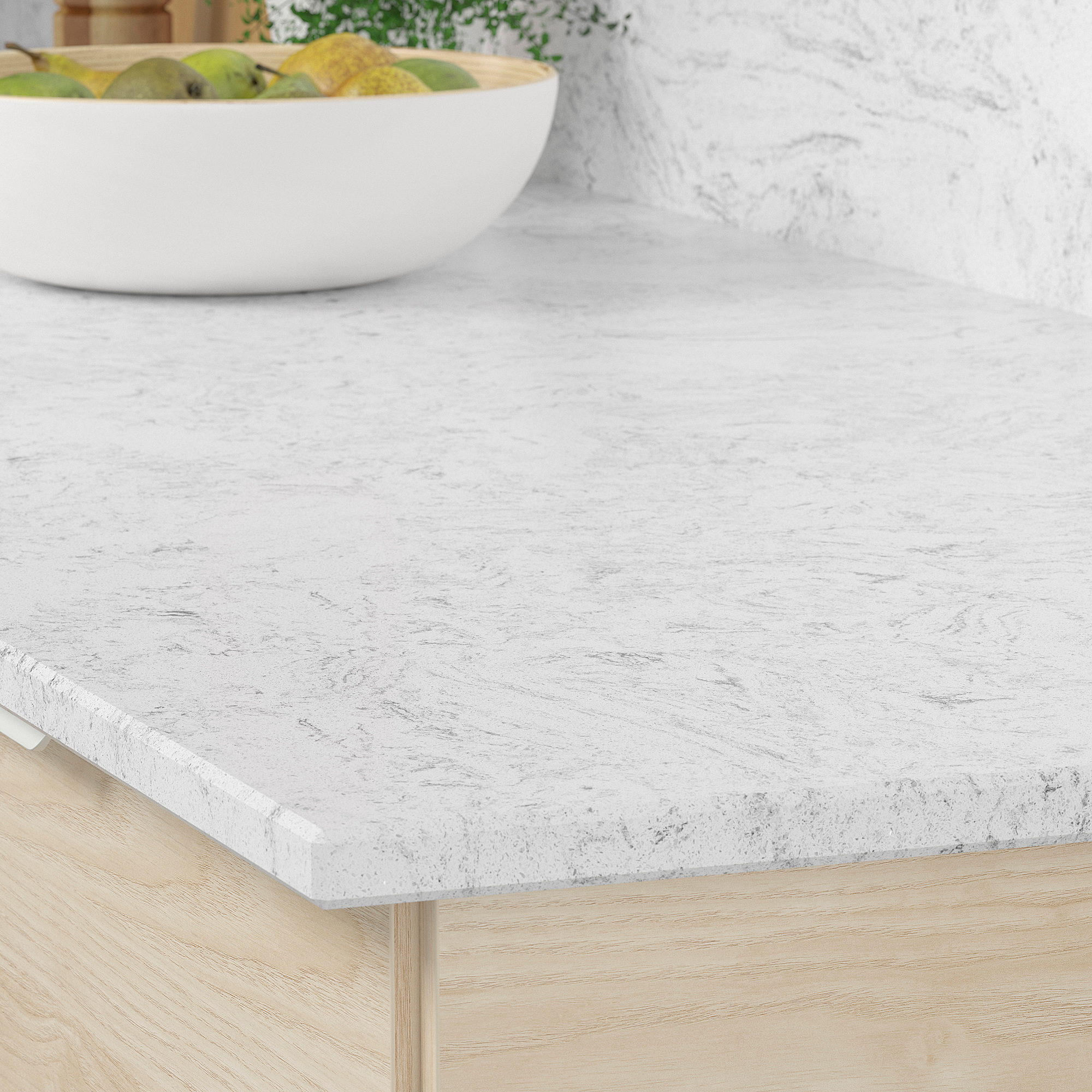 LOCKEBO custom made worktop white/grey lively stone effect/glass ...