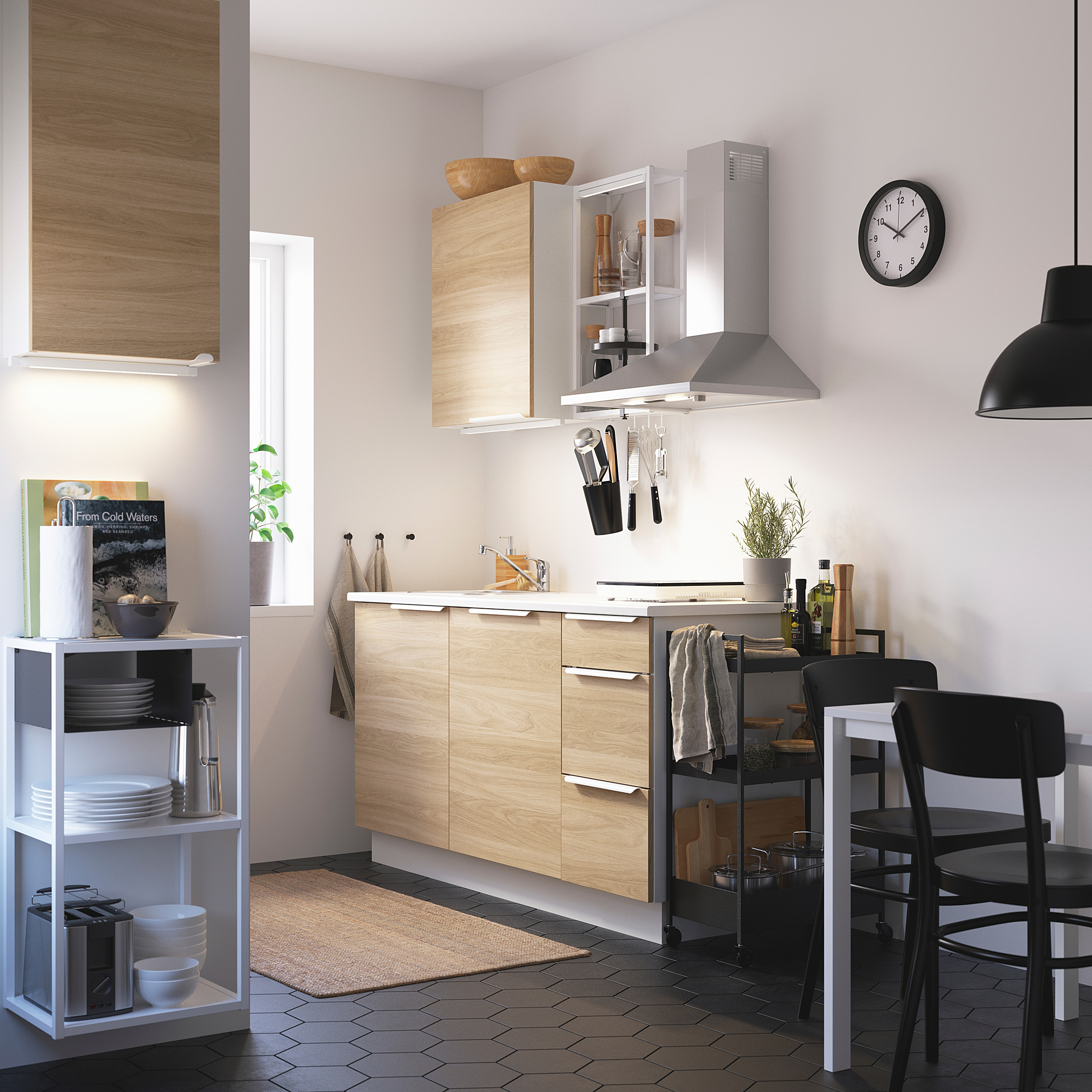 ENHET kitchen white/oak effect 163x63.5x222 cm | IKEA Eesti