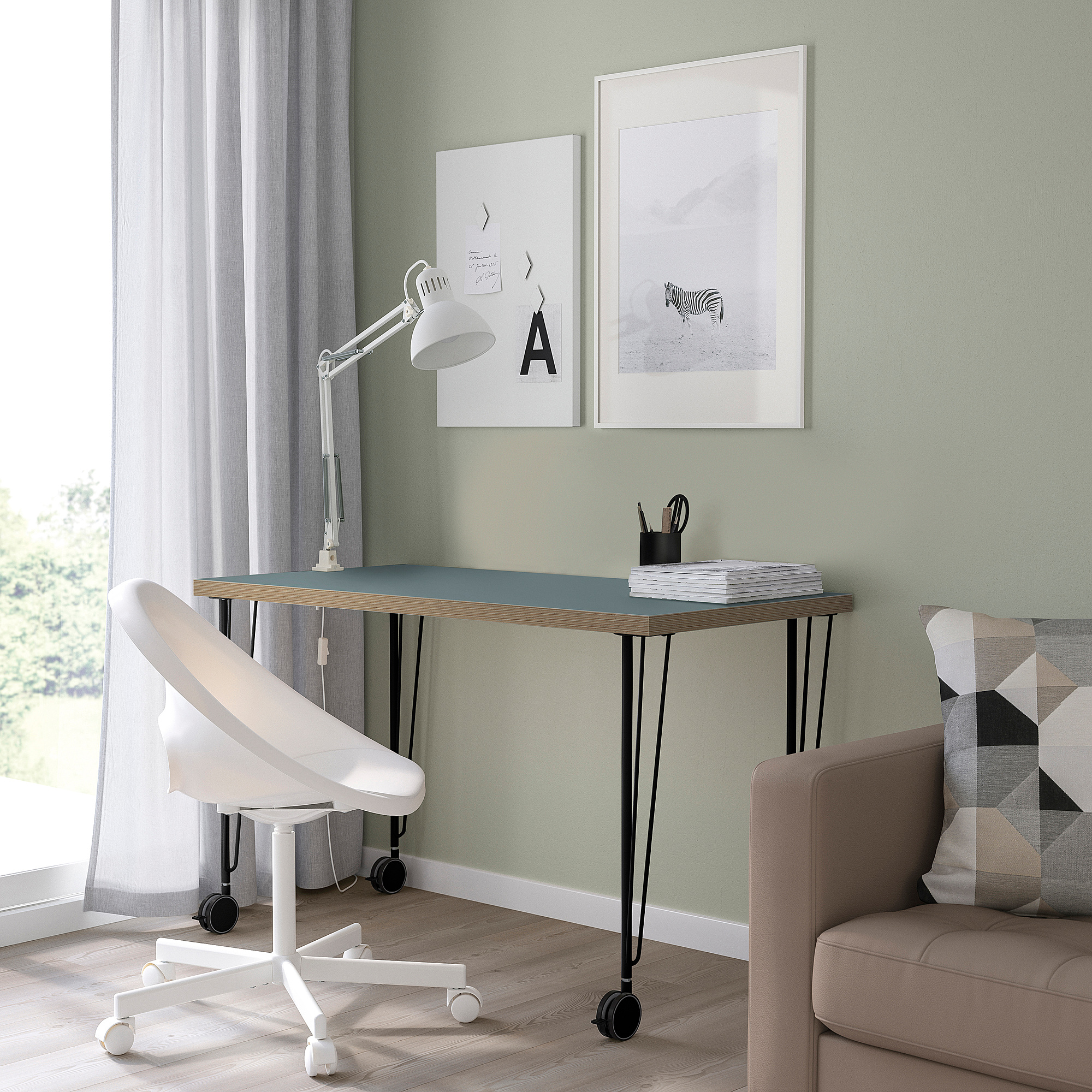 KRILLE/LAGKAPTEN desk grey-turquoise/black 120x60 cm | IKEA Latvija
