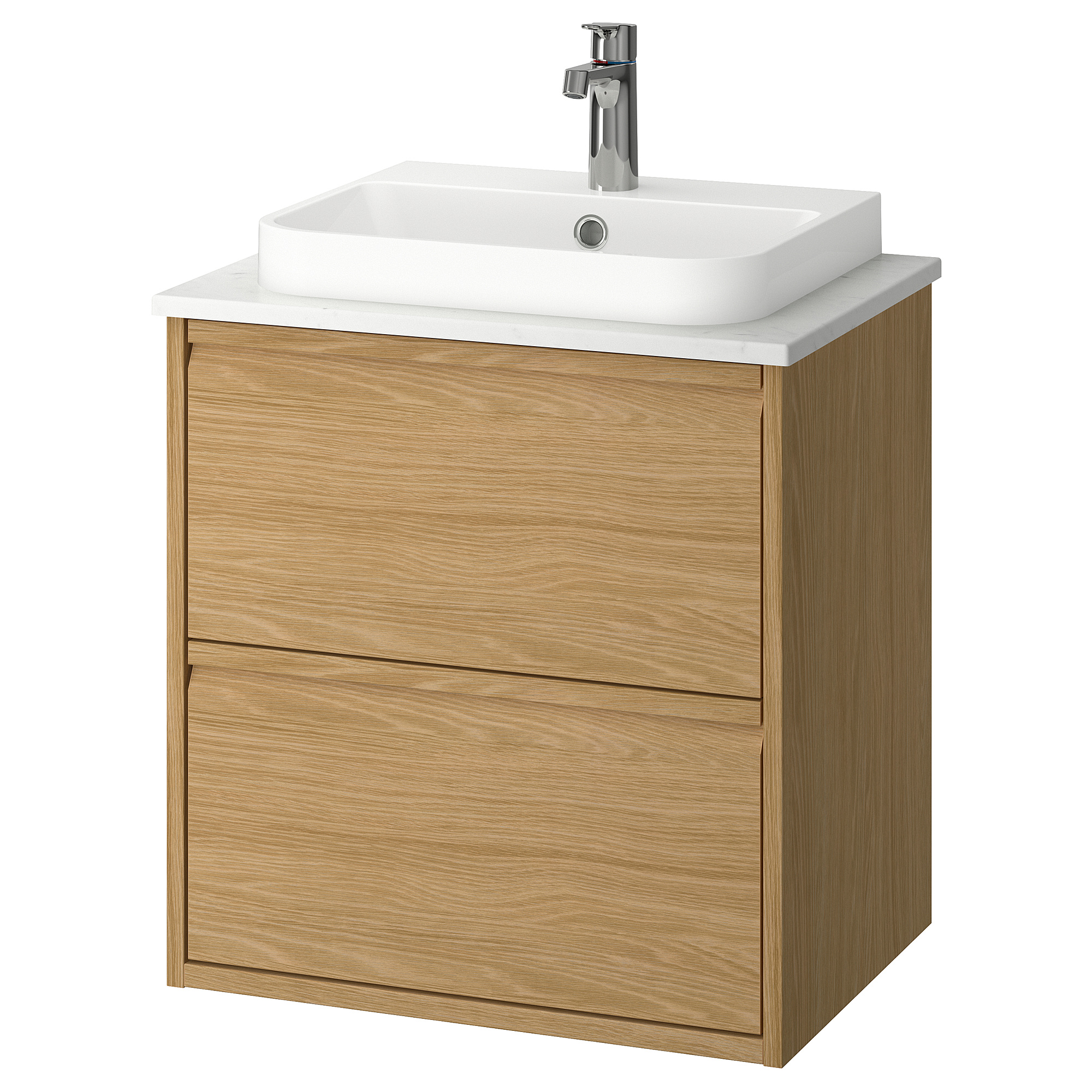 BACKSJÖN/ÄNGSJÖN wash-stnd w drawers/wash-basin/tap oak effect/white ...