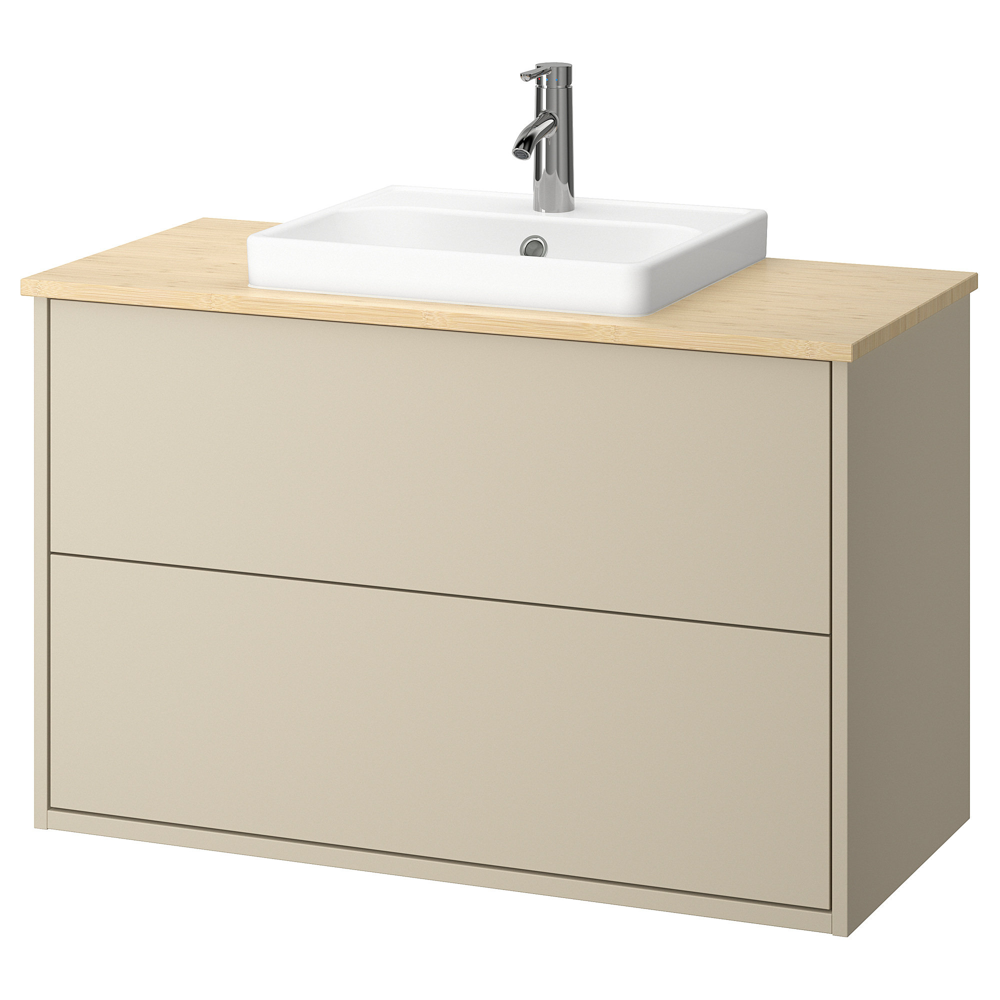 HAVBÄCK/ORRSJÖN wash-stnd w drawers/wash-basin/tap beige/light bamboo ...