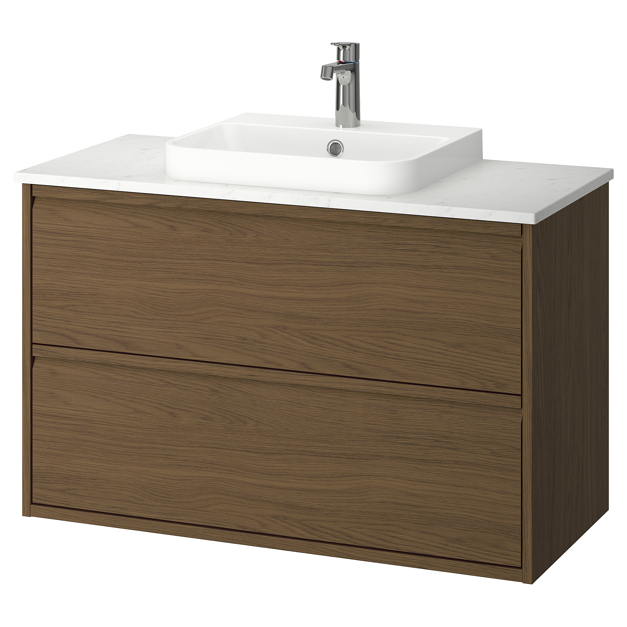 BACKSJÖN/ÄNGSJÖN wash-stnd w drawers/wash-basin/tap brown oak effect ...