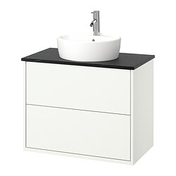 HAVBÄCK/TÖRNVIKEN wash-stnd w drawers/wash-basin/tap white/black marble ...