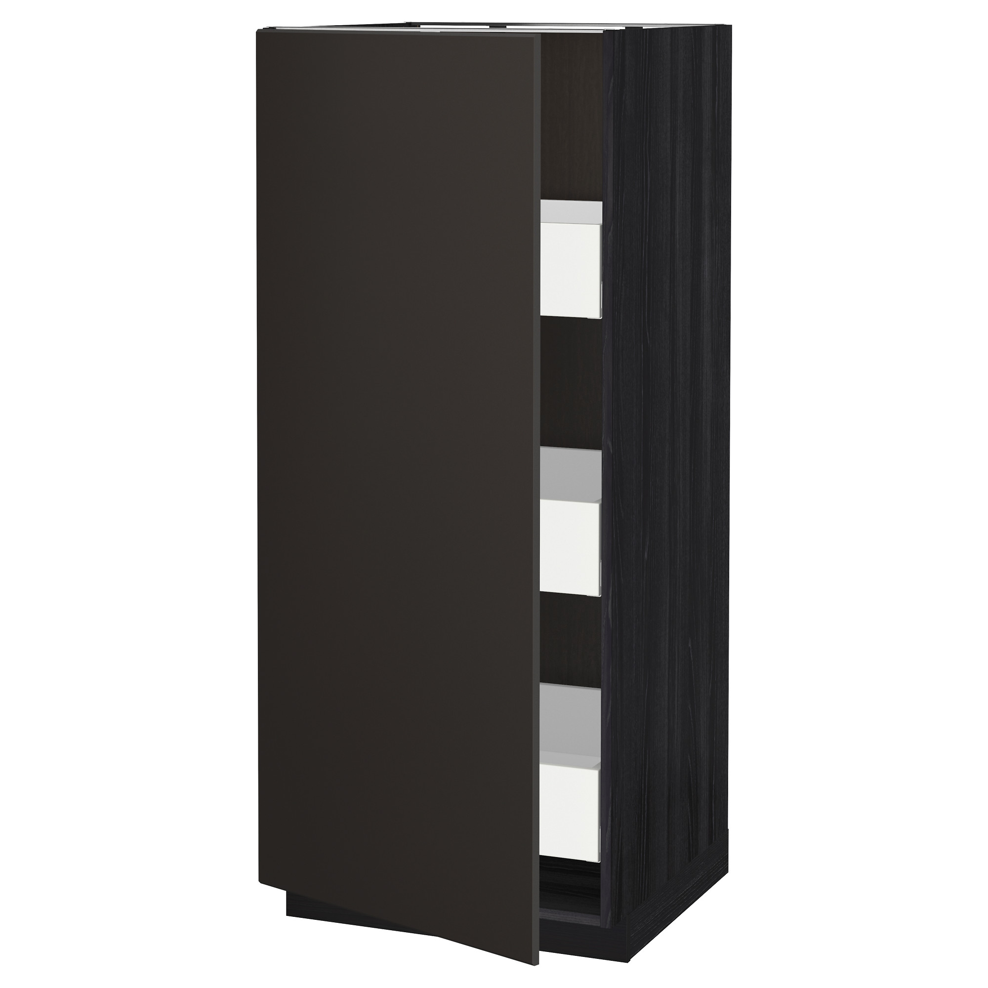 METOD/MAXIMERA high cabinet with drawers black/Kungsbacka anthracite ...