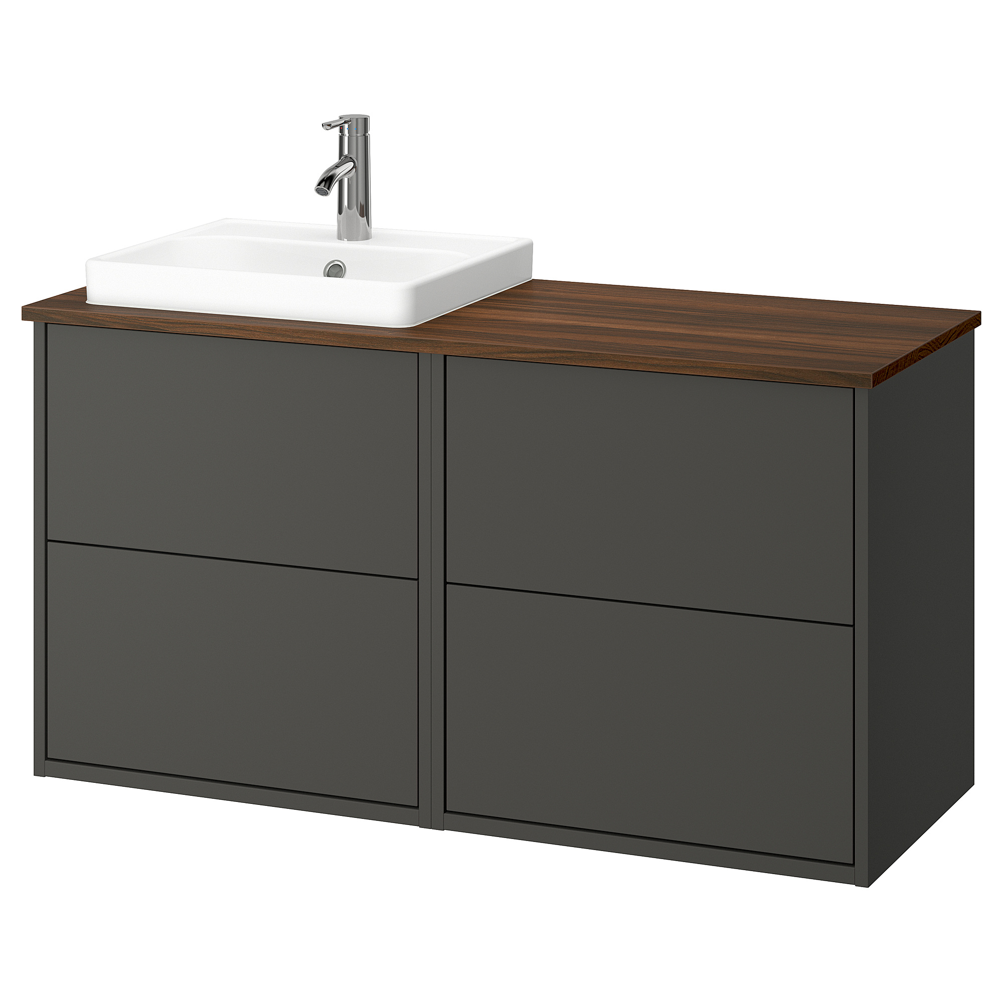 HAVBÄCK/ORRSJÖN wash-stand/wash-basin/tap dark grey/brown walnut effect ...