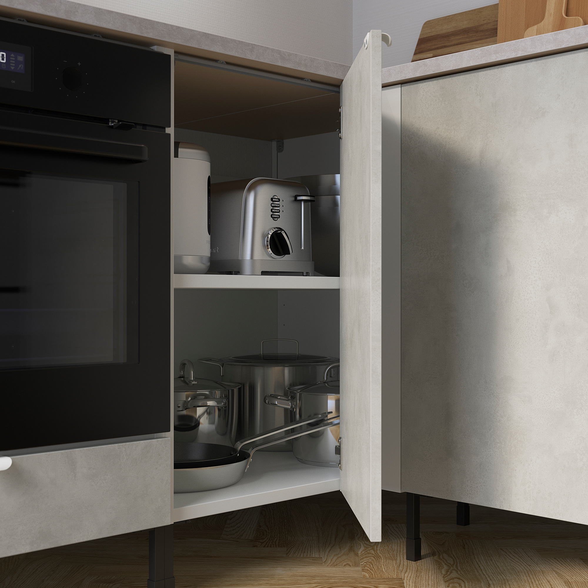 ENHET corner kitchen white/concrete effect white | IKEA Lietuva
