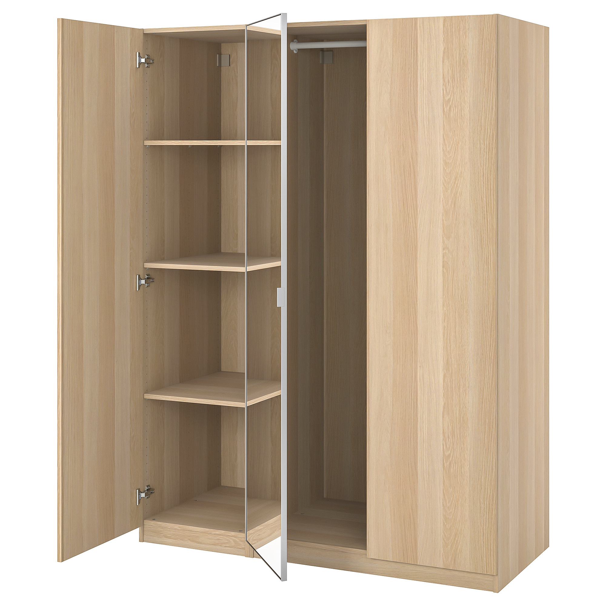 PAX/FORSAND/ÅHEIM wardrobe combination white stained oak effect/mirror ...