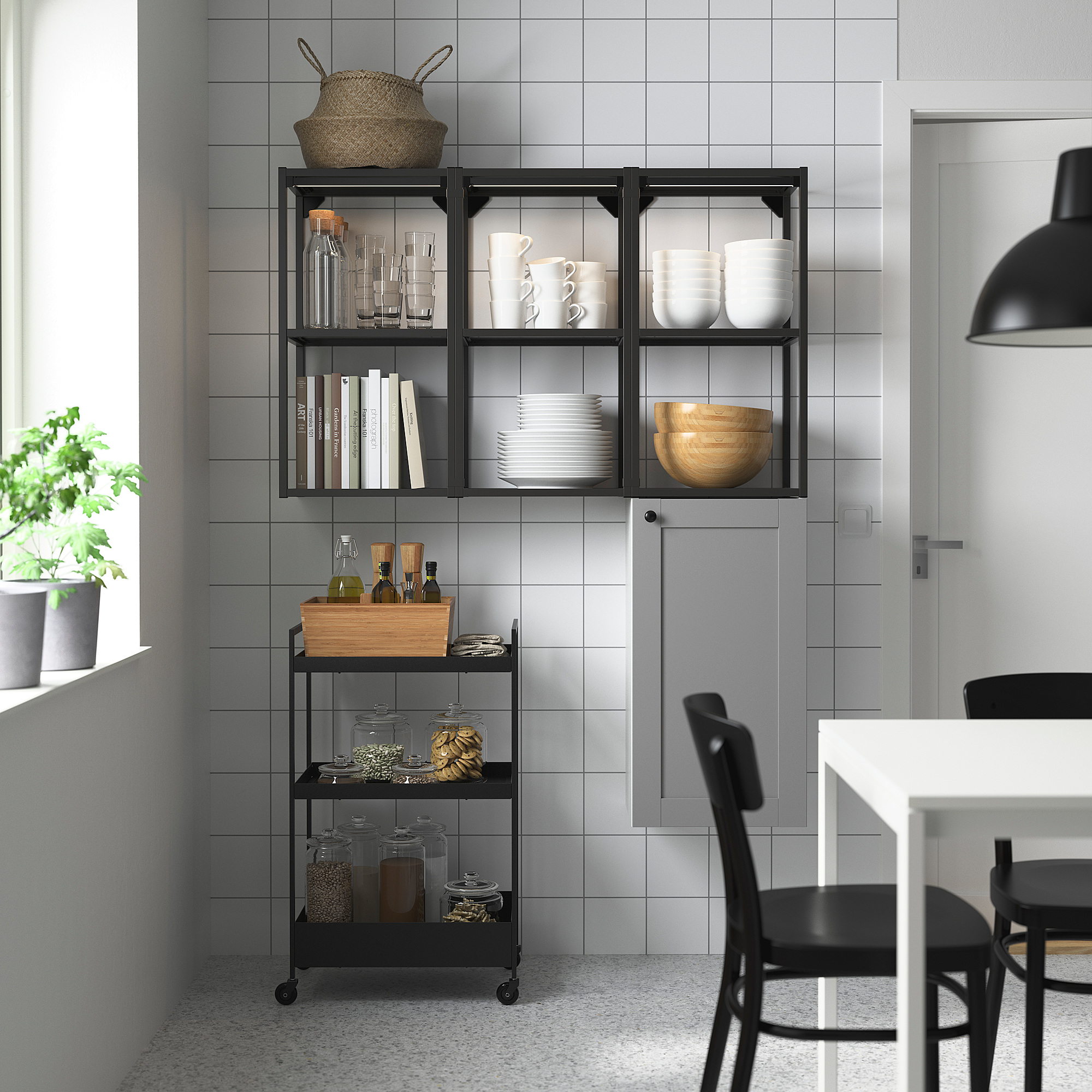 ENHET storage combination anthracite/grey frame 120x32x150 cm | IKEA ...