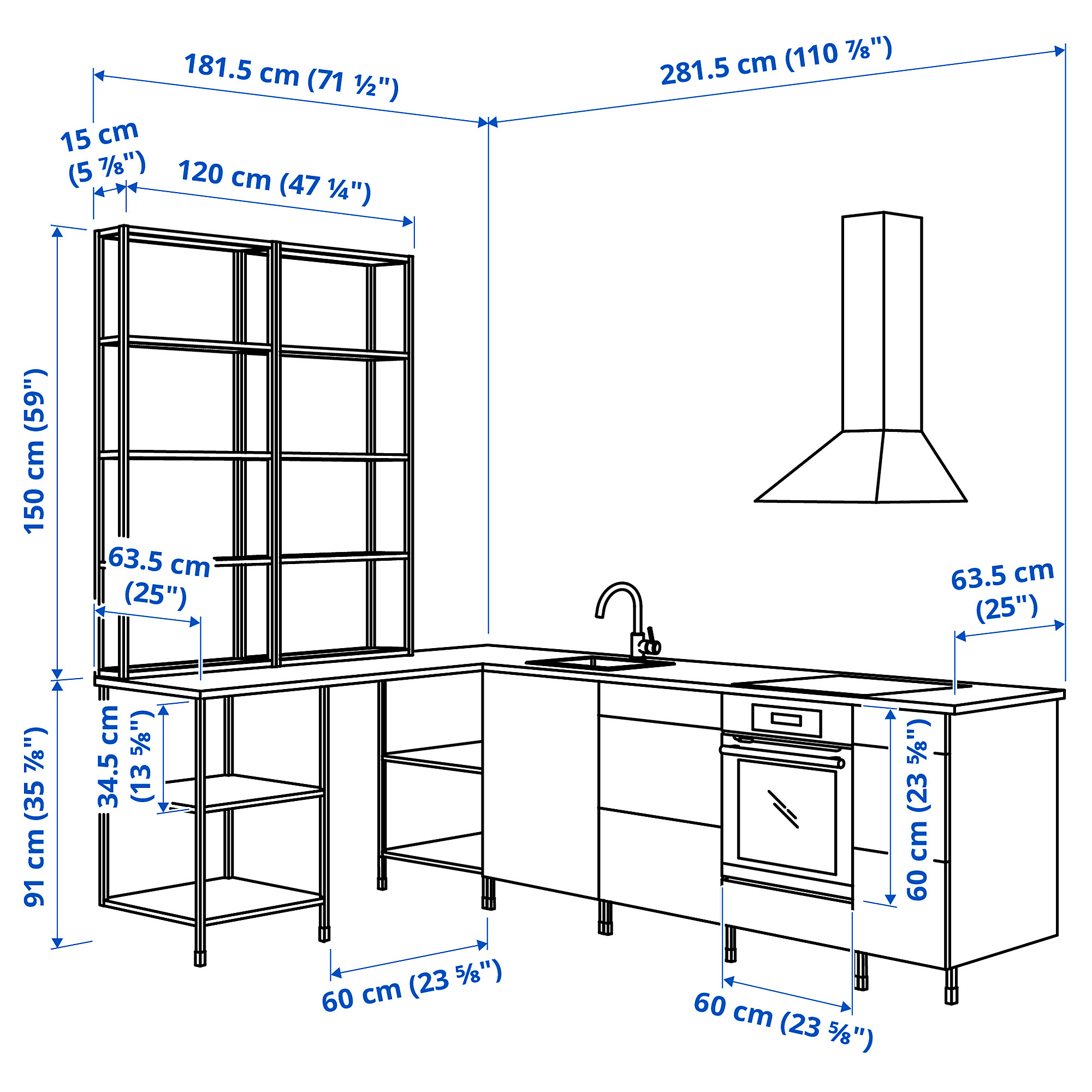 ENHET corner kitchen anthracite/concrete effect | IKEA Eesti