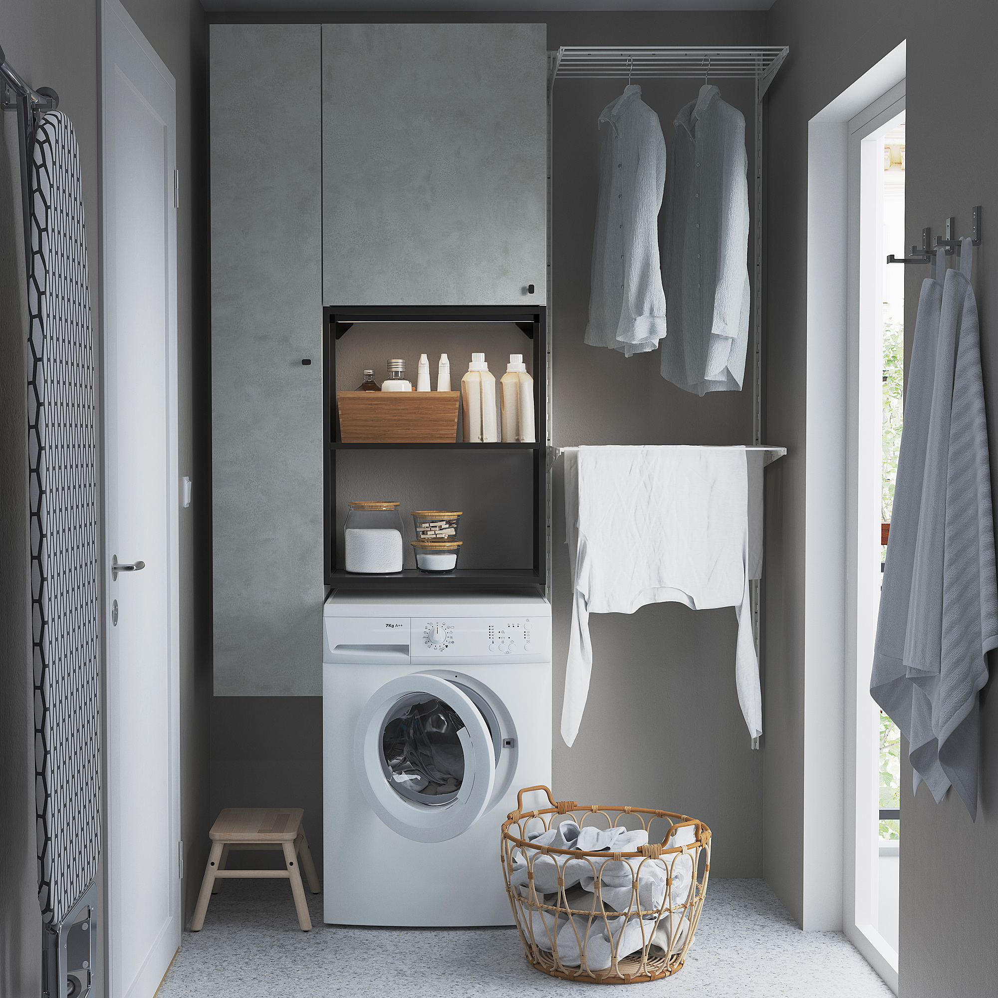 ENHET riiul/kapp antratsiidi tooni/betooniimitatsioon 90x32x180 cm ...