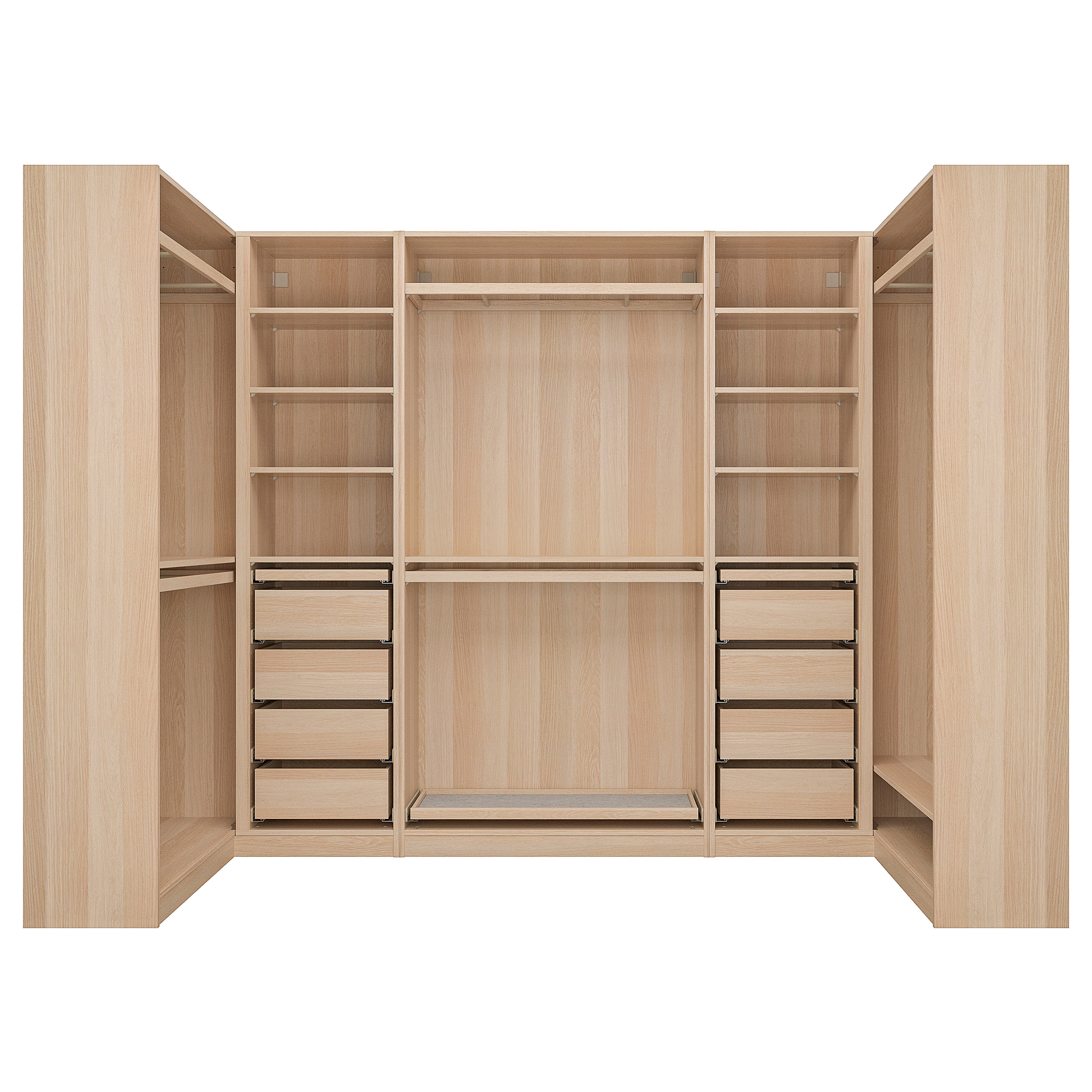 PAX corner wardrobe white stained oak effect 113/276/113x201 cm | IKEA ...