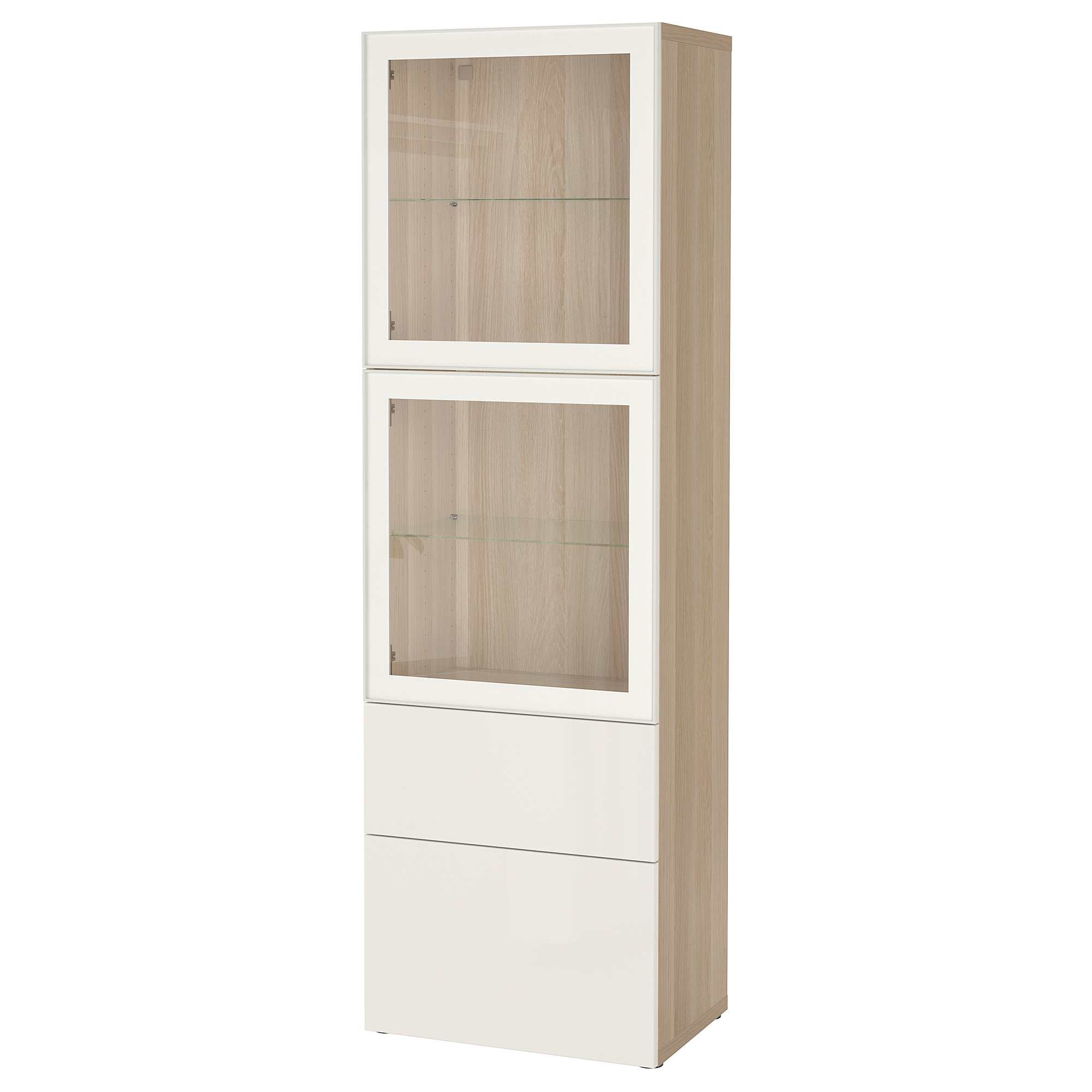 BESTÅ storage combination w glass doors white stained oak effect ...