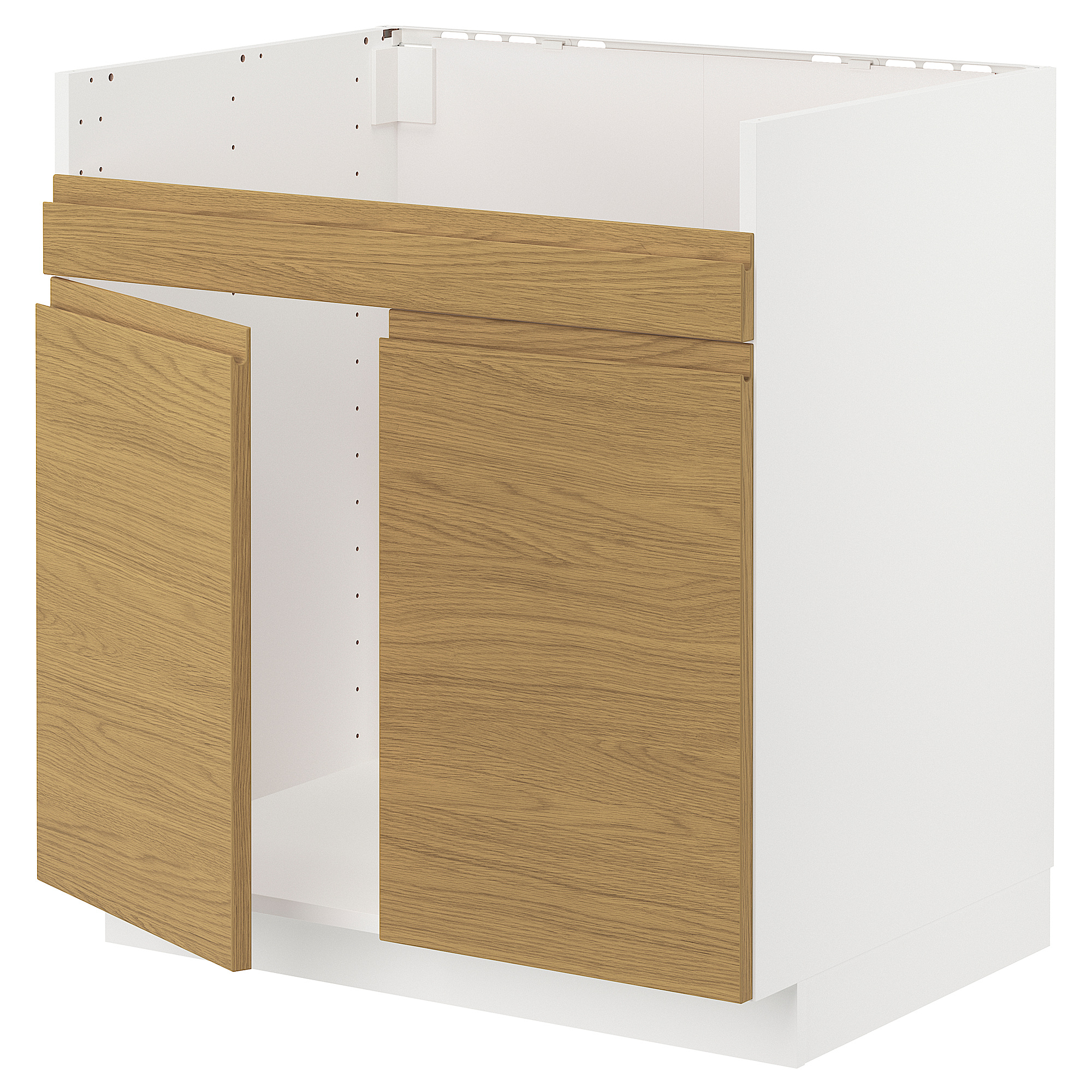 METOD base cab f HAVSEN double bowl sink white/Voxtorp oak effect 80x60 ...
