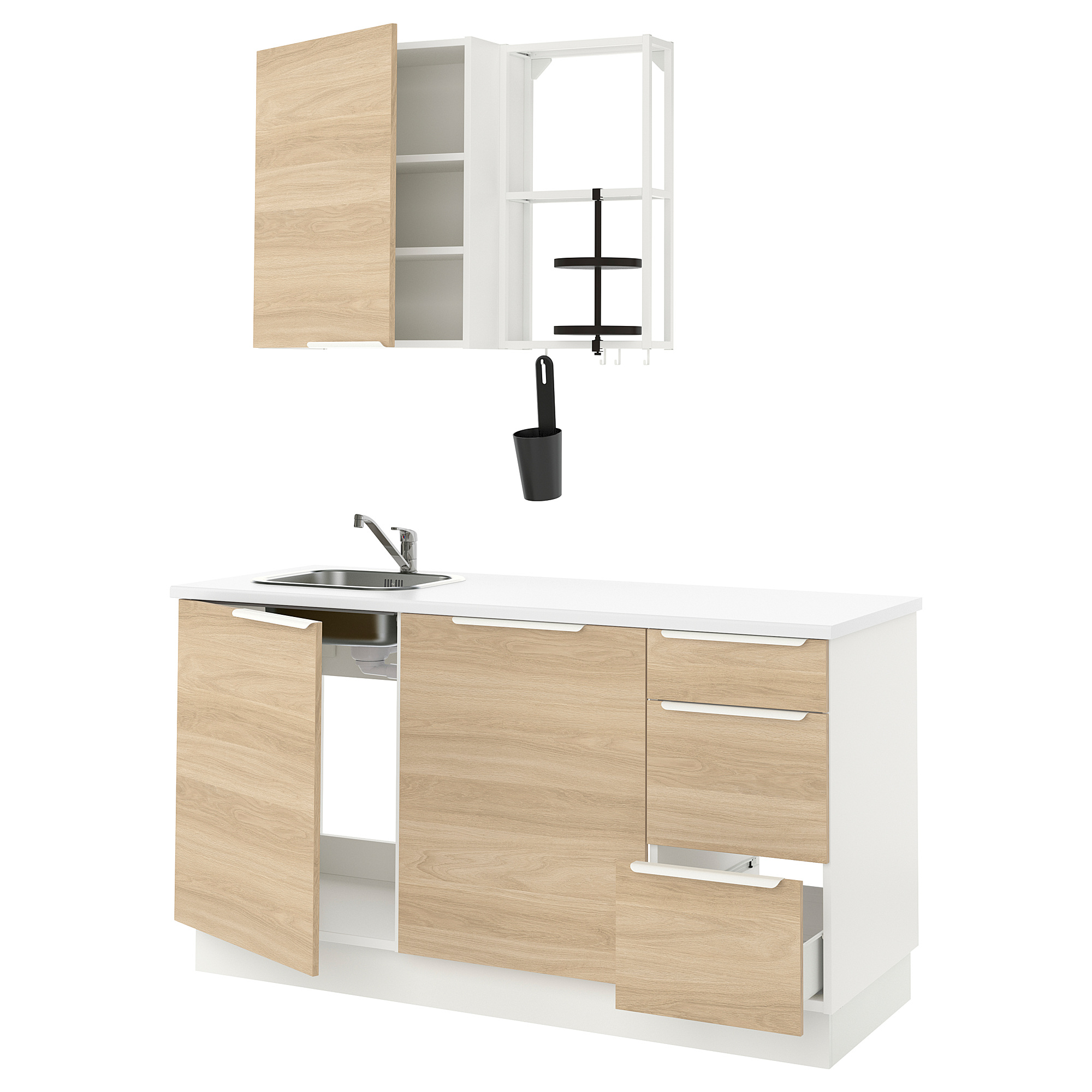 ENHET kitchen white/oak effect 163x63.5x222 cm | IKEA Eesti