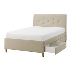 IDANÄS upholstered storage bed Naggen beige | IKEA Eesti