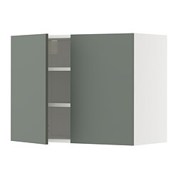 METOD dvidurė sieninė spintelė, lentynos balta/Nickebo matinė pilkšvai ...