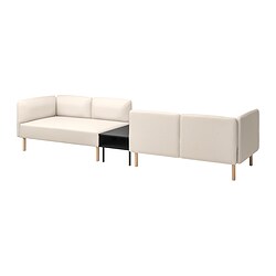 LILLEHEM 4-seat modular sofa with side table Vissle beige/wood | IKEA Lietuva