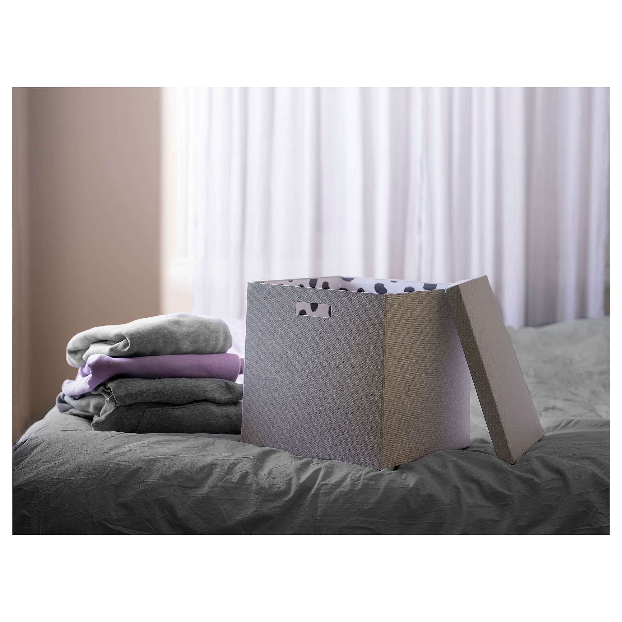 TJENA storage box with lid white/beige 32x35x32 cm | IKEA Lietuva