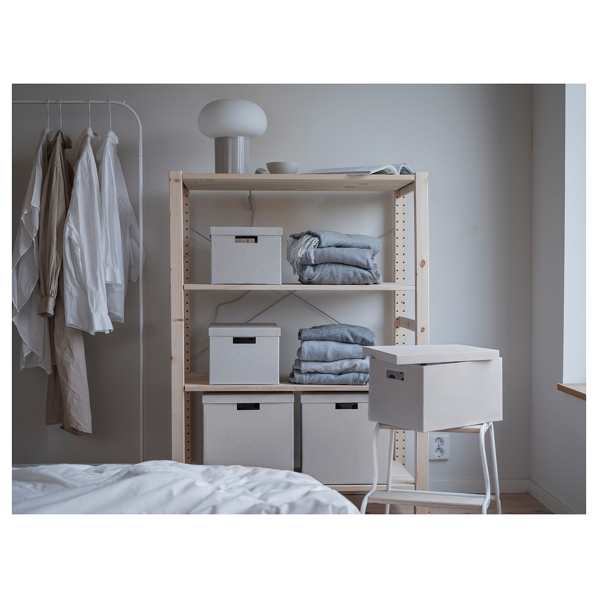 TJENA storage box with lid white/beige 32x35x32 cm | IKEA Lietuva