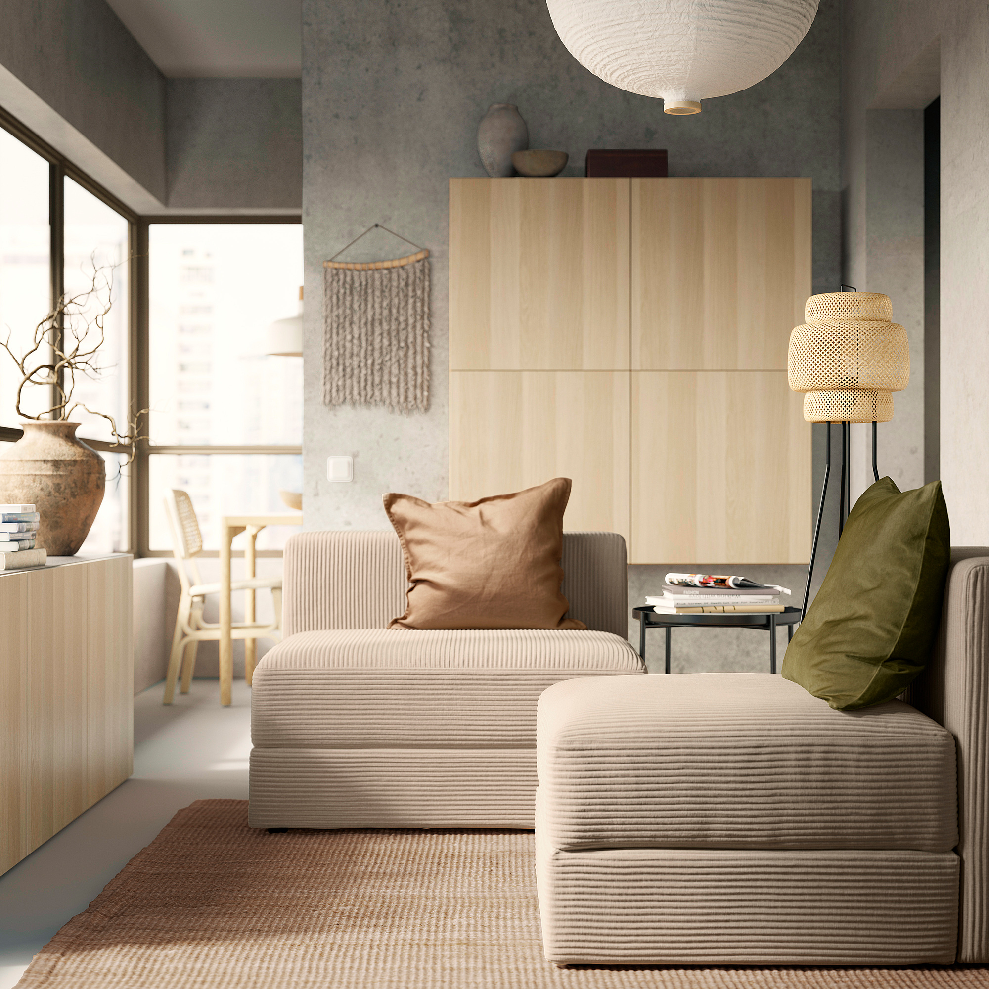 JÄTTEBO 1,5-seat module with storage grey-beige | IKEA Eesti