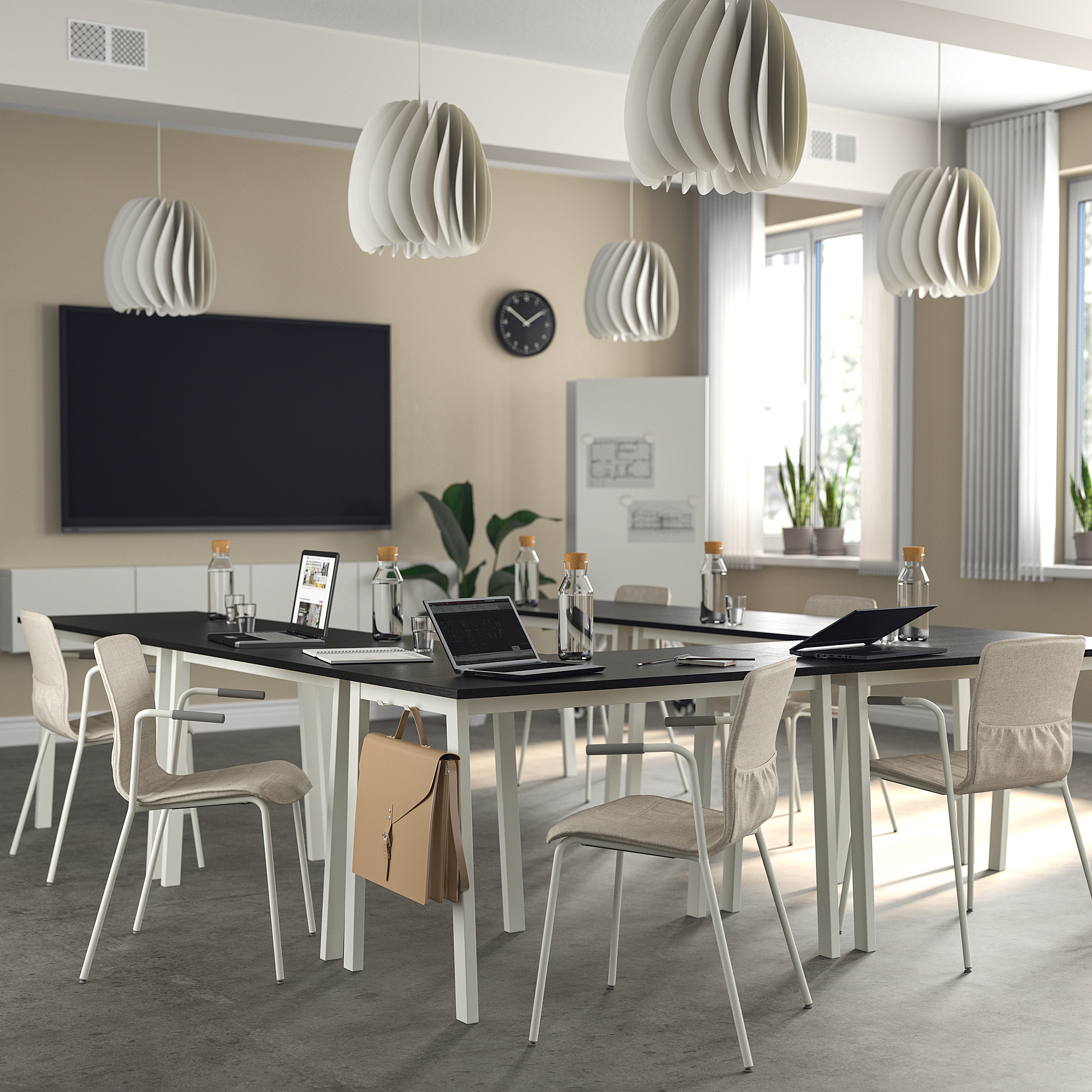 MITTZON conference table black stained ash veneer/white 120x68x75 cm ...