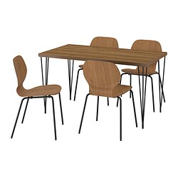 SKÅLSTA table and 4 chairs walnut effect hairpin black-grey/walnut ...