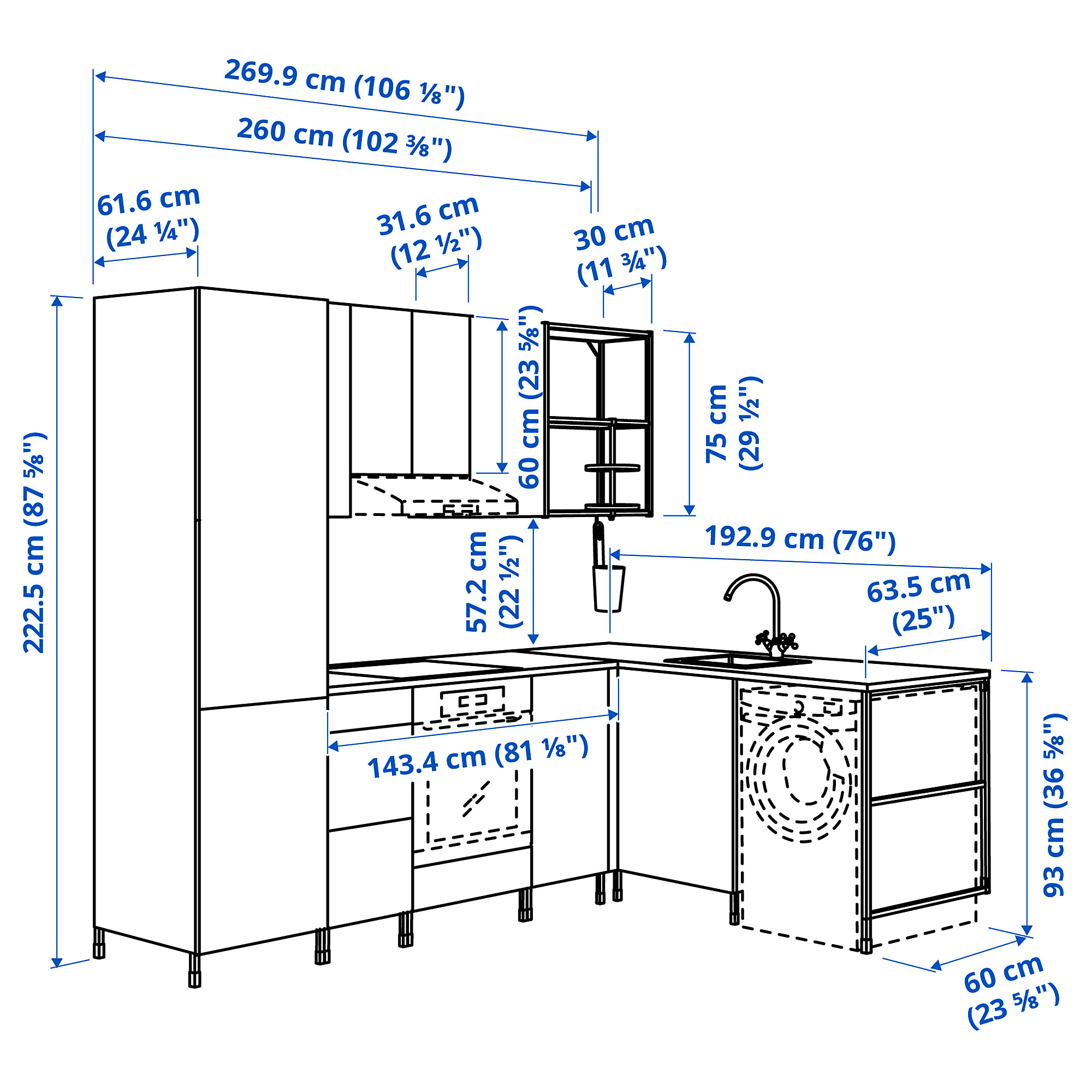 ENHET corner kitchen white/grey frame | IKEA Eesti