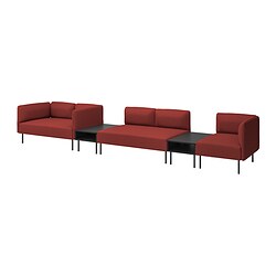 LILLEHEM 5-seat modular sofa with side table Gunnared/brown-red metal | IKEA Lietuva