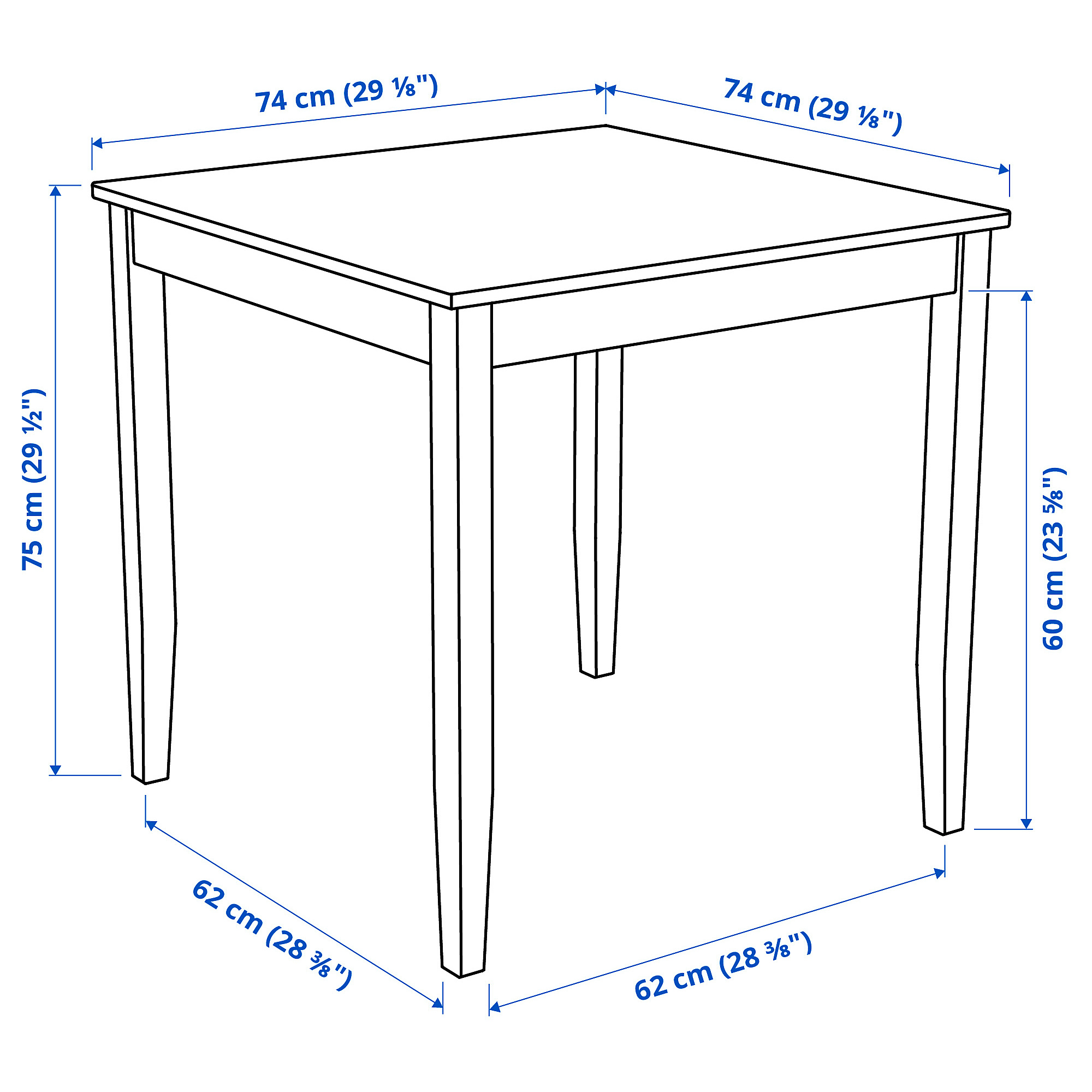 LERHAMN table light antique stain/white stain 74x74 cm | IKEA Latvija