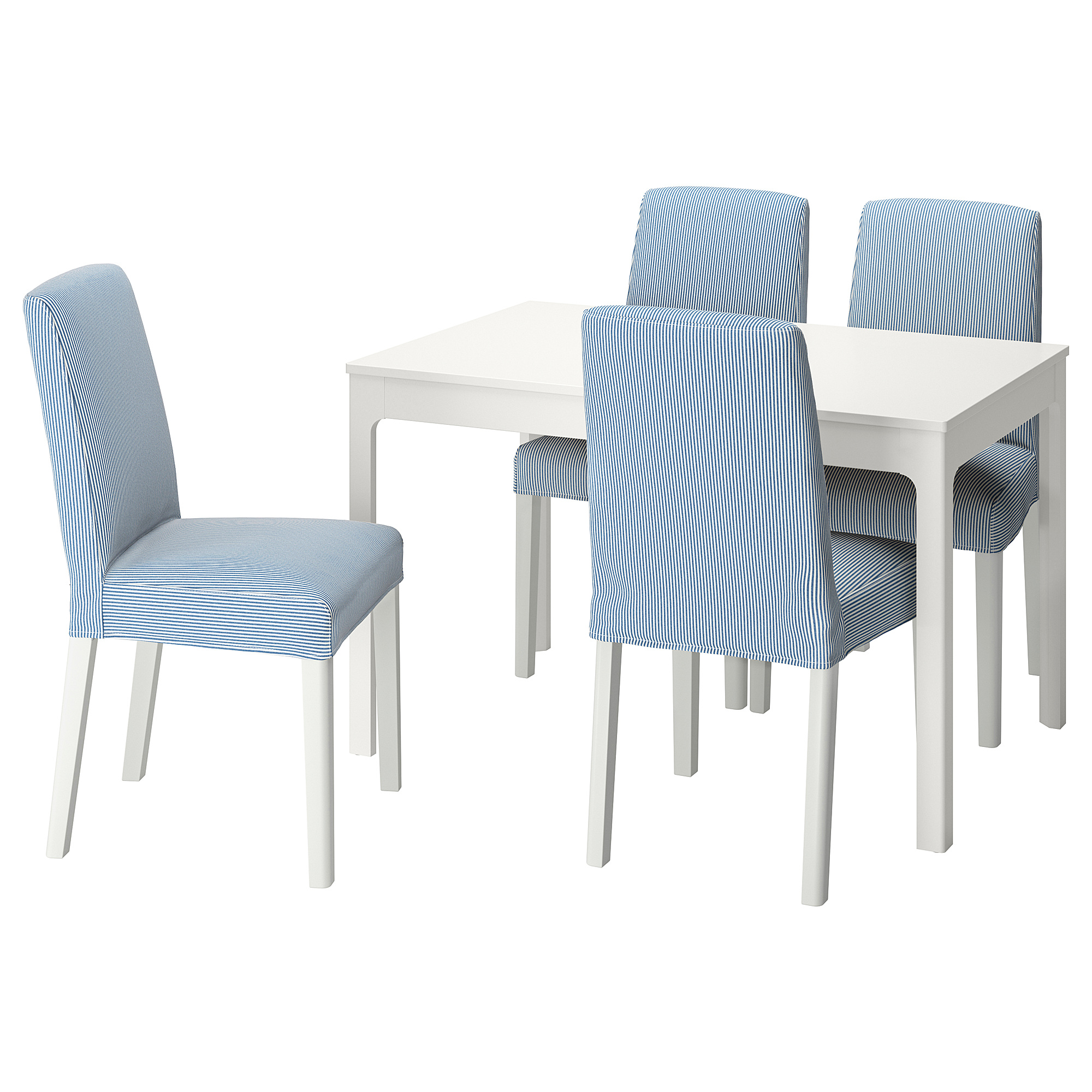 BERGMUND/EKEDALEN table and 4 chairs white/Rommele light grey/white 120 ...