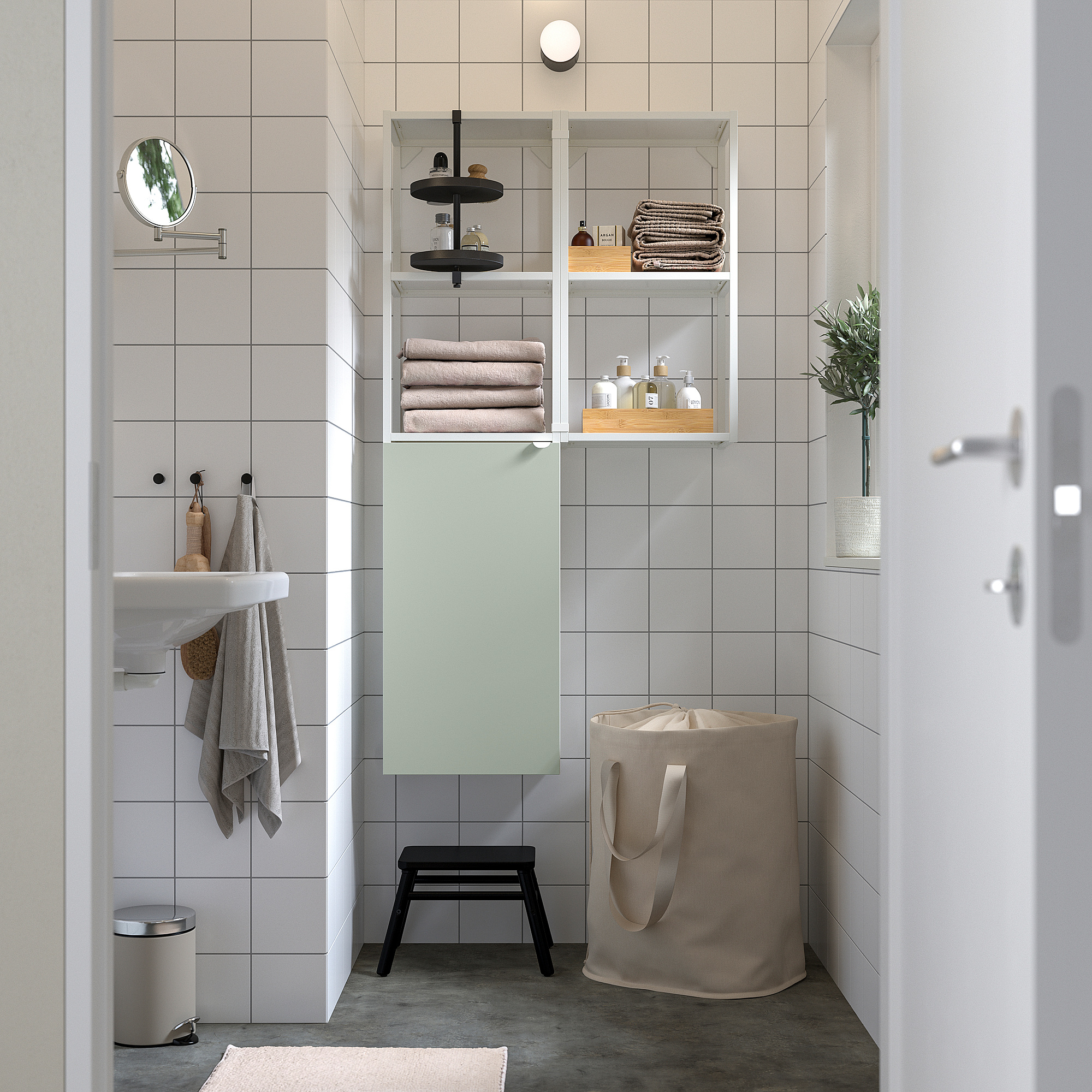 ENHET storage combination white/pale grey-green 80x32x150 cm | IKEA Latvija