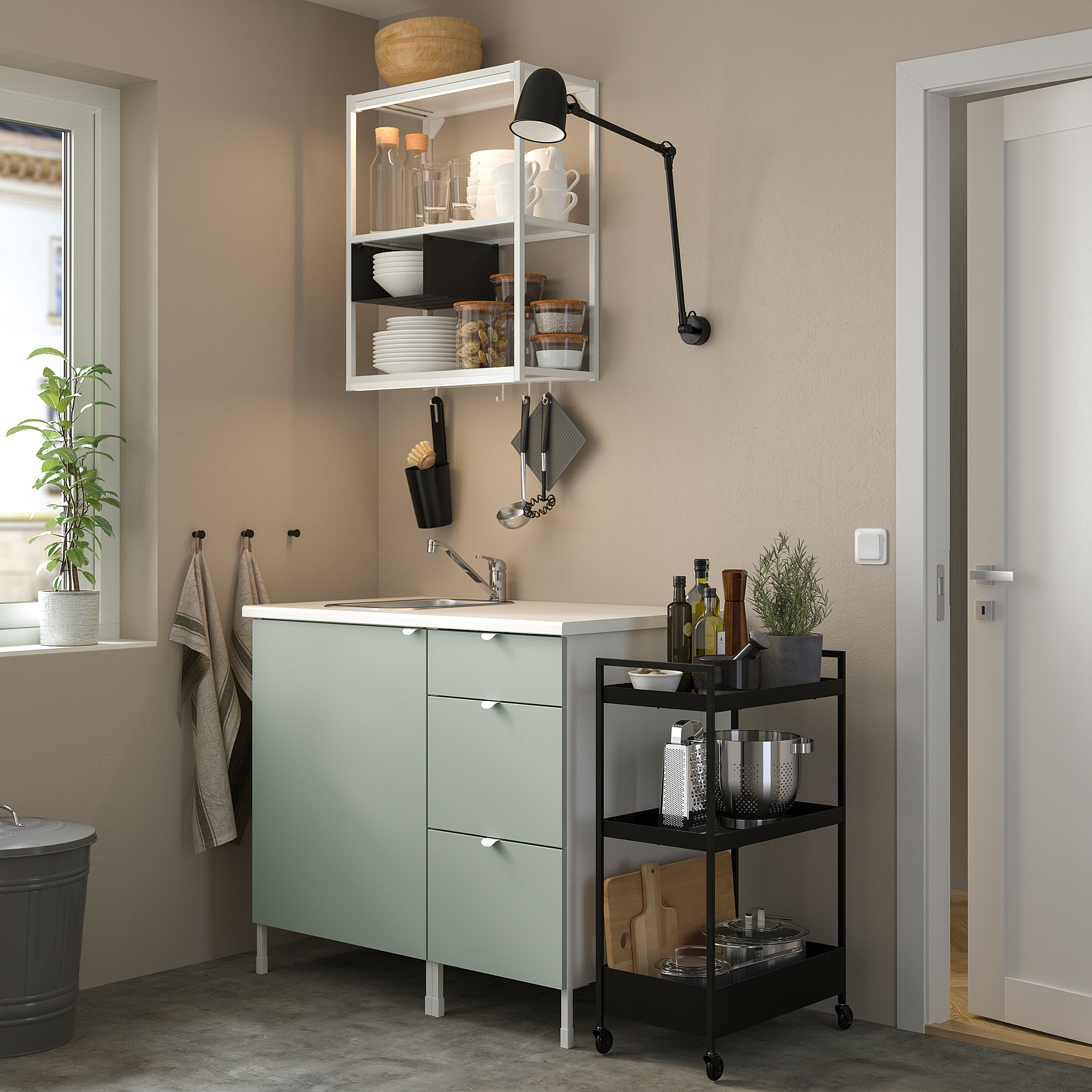 ENHET kitchen white/pale grey-green 103x63.5x222 cm | IKEA Eesti