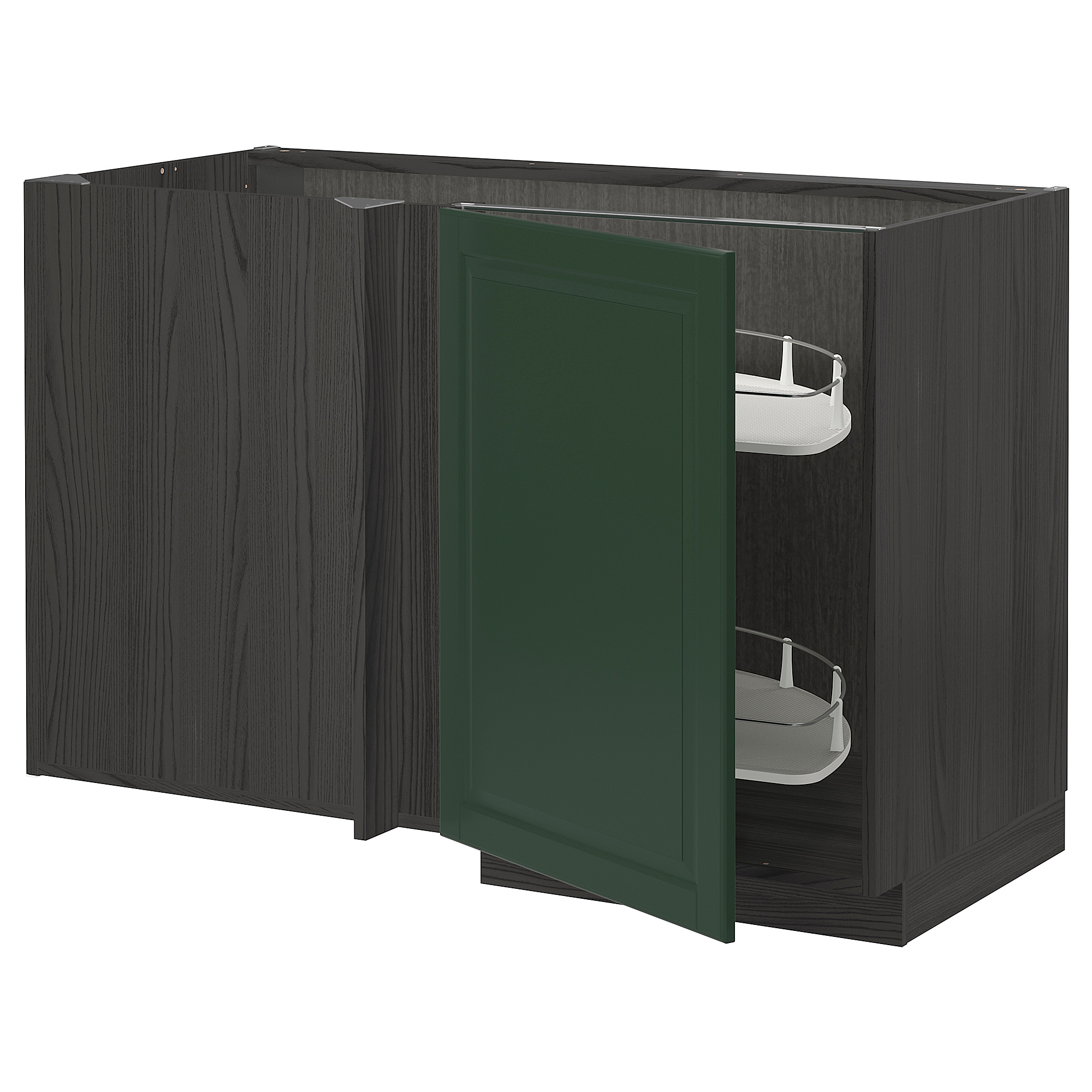 METOD corner base cab w pull-out fitting black/Bodbyn dark green 128x68 ...