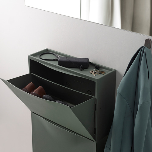 TRONES shoe cabinet/storage grey-green 52x18x39 cm | IKEA Eesti