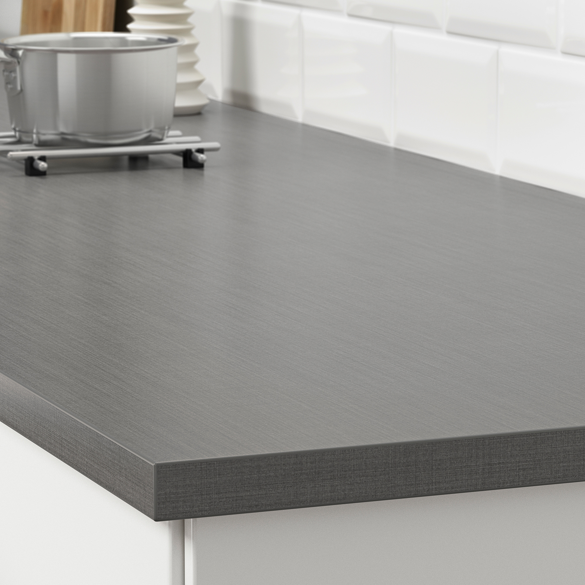EKBACKEN custom made worktop dark grey linen effect/laminate 30-45x2.8 ...