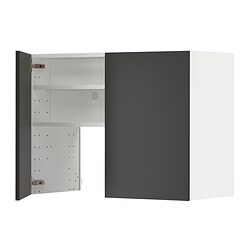METOD wall cb f extr hood w shlf/door white/Nickebo matt anthracite ...