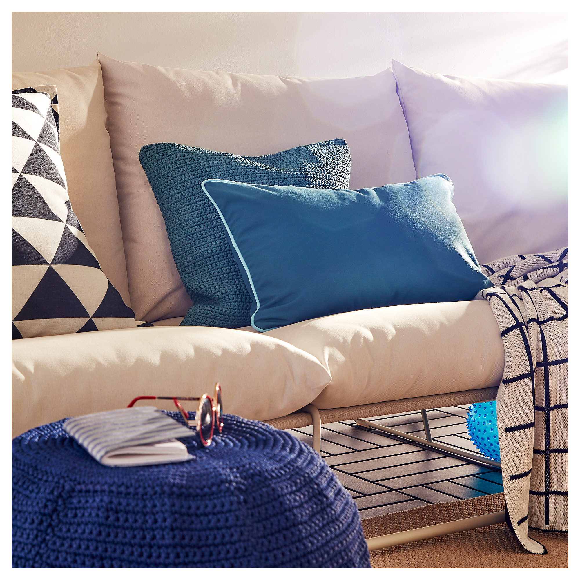 HAVSTEN 3-seat sofa, in/outdoor without armrests/beige 245x94x90 cm ...