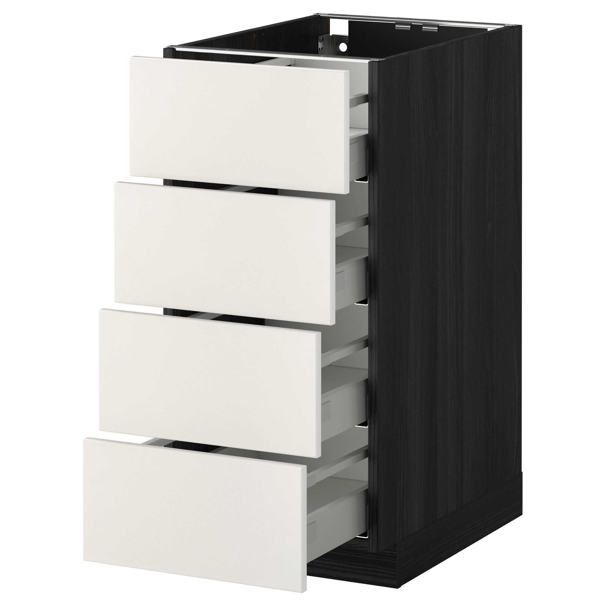 METOD/MAXIMERA past spnt 4 priek/4 stalč juoda/Veddinge balta 40x60 cm ...