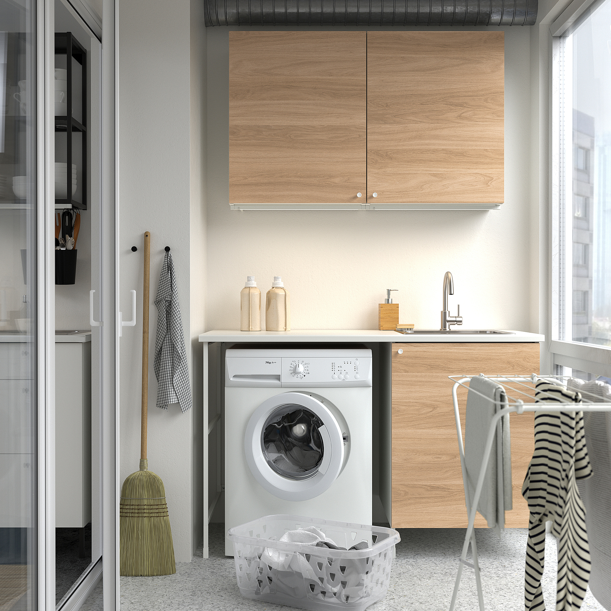 ENHET laundry white/oak effect 139x63.5x87.5 cm | IKEA Eesti