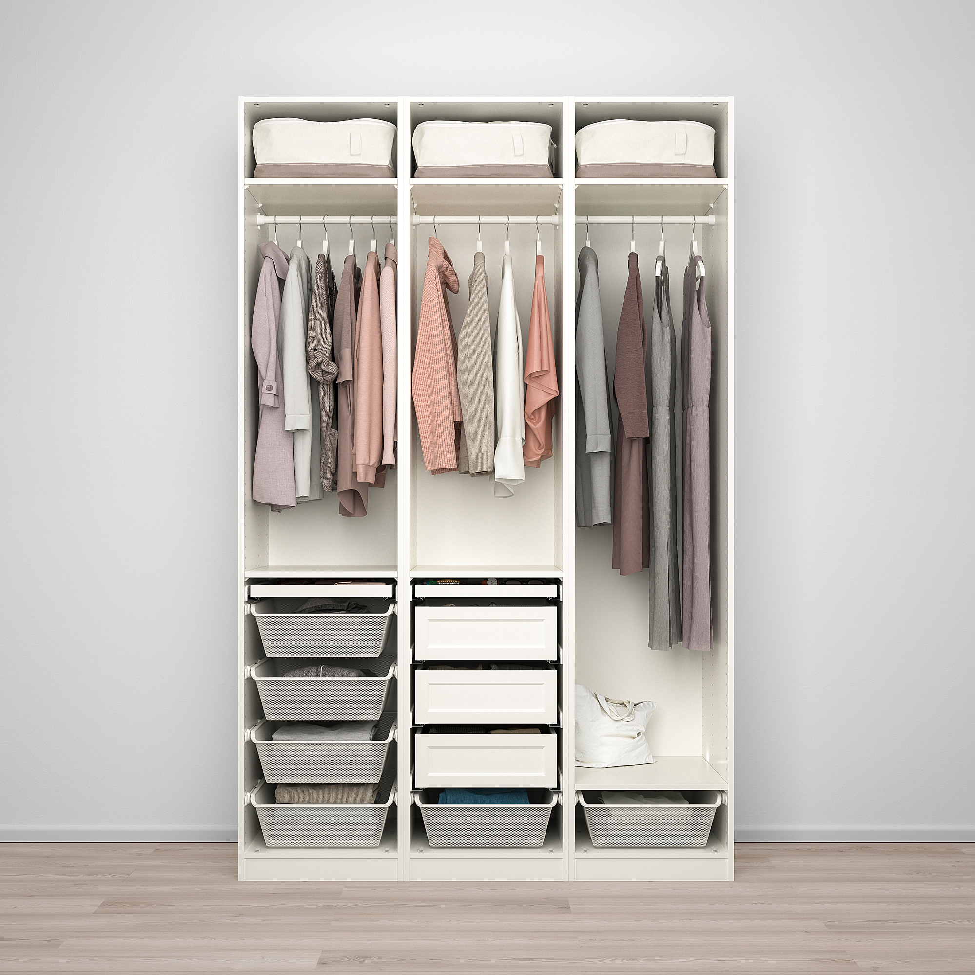 PAX/TYSSEDAL wardrobe combination white/mirror glass 150x60x236 cm ...