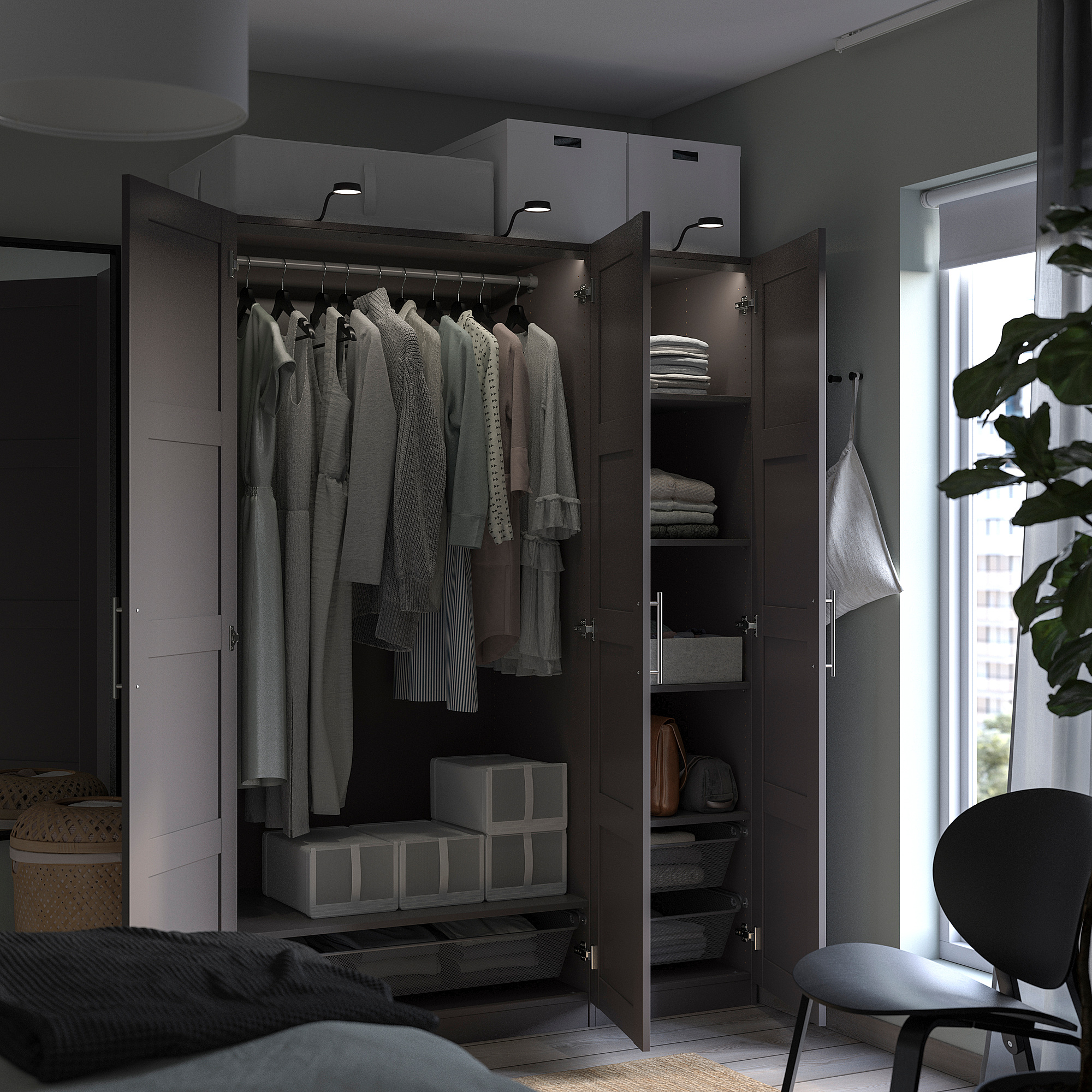 PAX/BERGSBO гардероб, комбинация темно-серый 150x60x201 см | IKEA Latvija