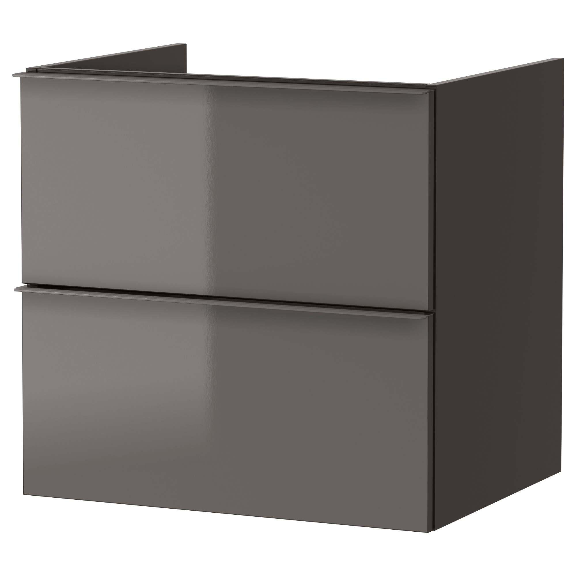 GODMORGON wash-stand with 2 drawers high-gloss grey 60x47x58 cm | IKEA ...