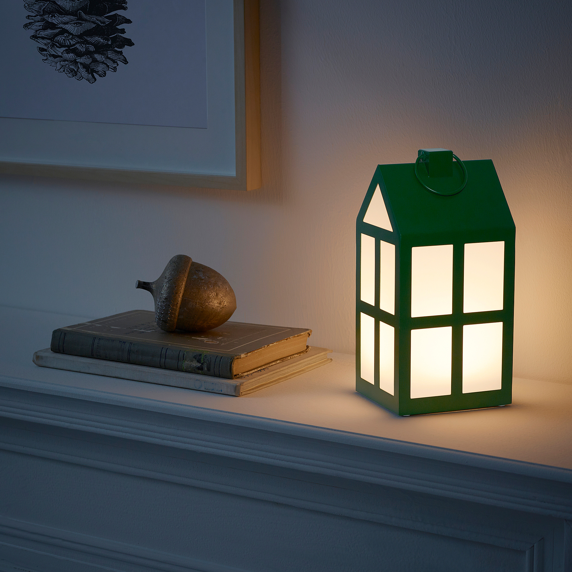 STRÅLA LED decorative table lamp house battery-operated/green 28 cm ...