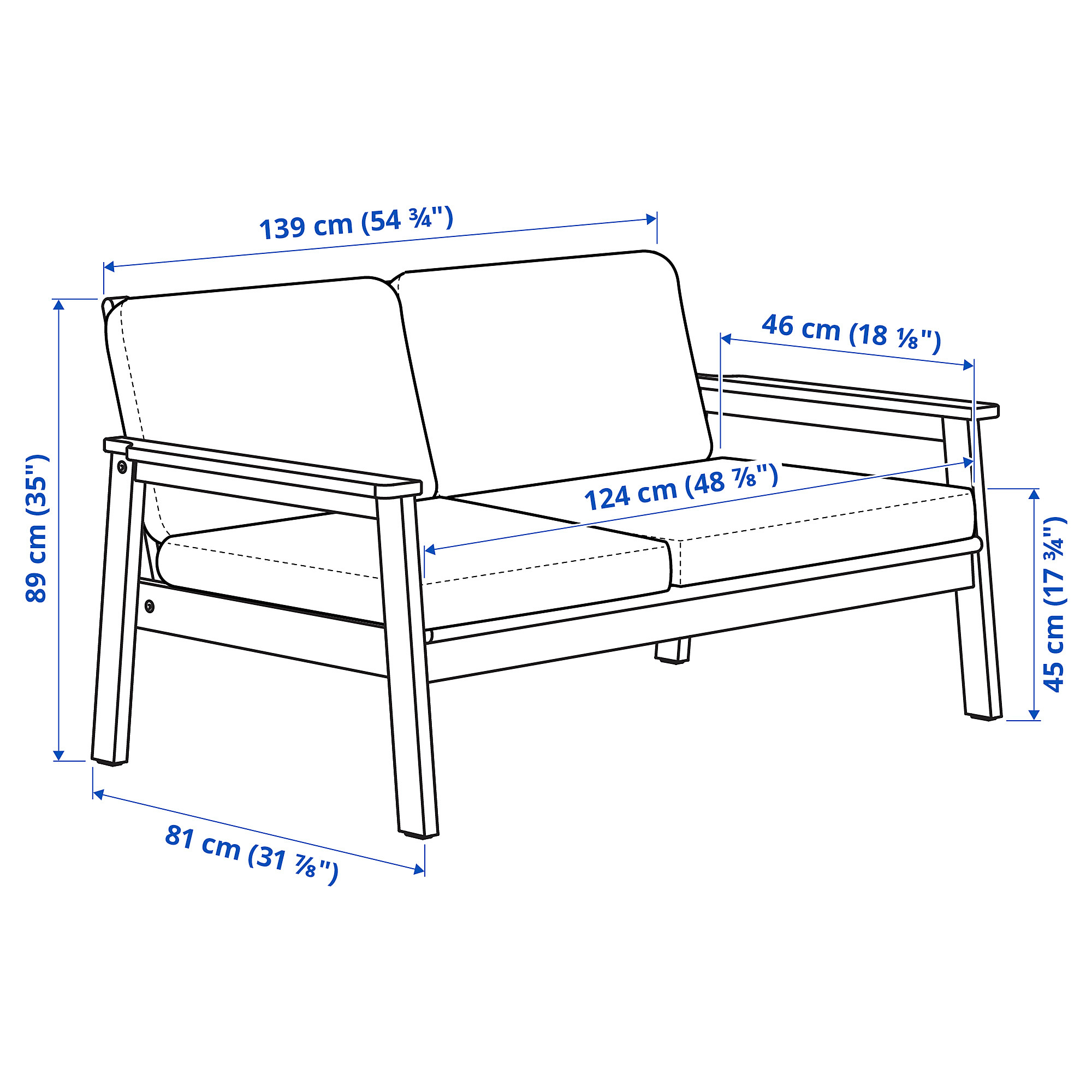 BONDHOLMEN 2-seat sofa, outdoor grey stained/Järpön/Duvholmen ...