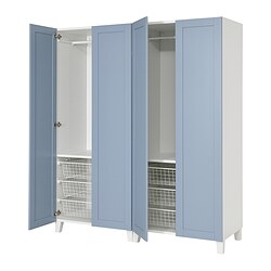 PLATSA 4 uksega riidekapp valge/Sannidal sinine | IKEA Eesti