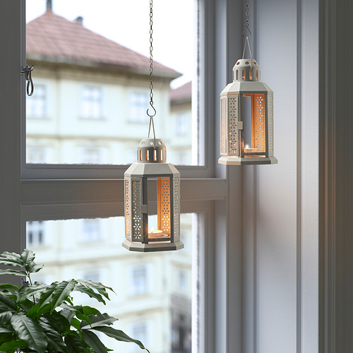 ENRUM lantern for tealight, in/outdoor grey 10x22 cm | IKEA Latvija